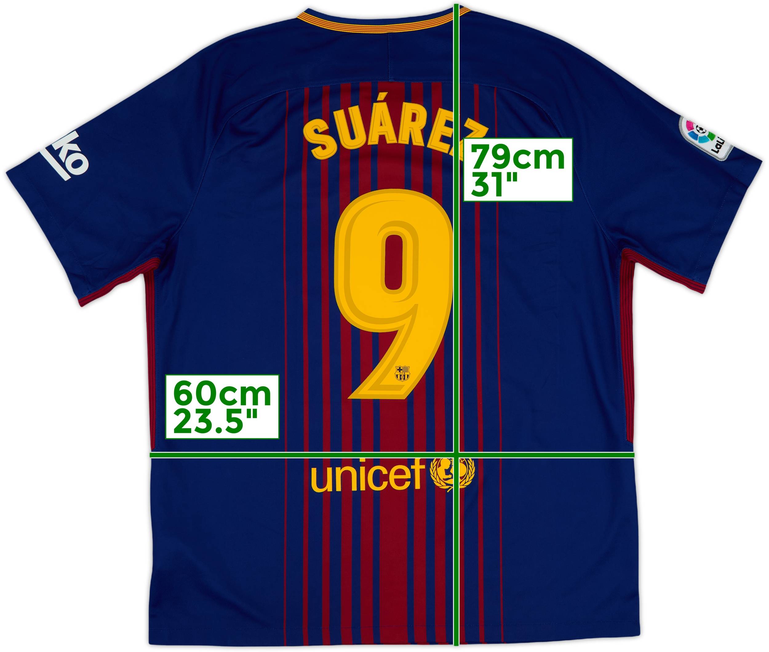 2017-18 Barcelona Home Shirt Suarez #9 - 10/10 - (XL)