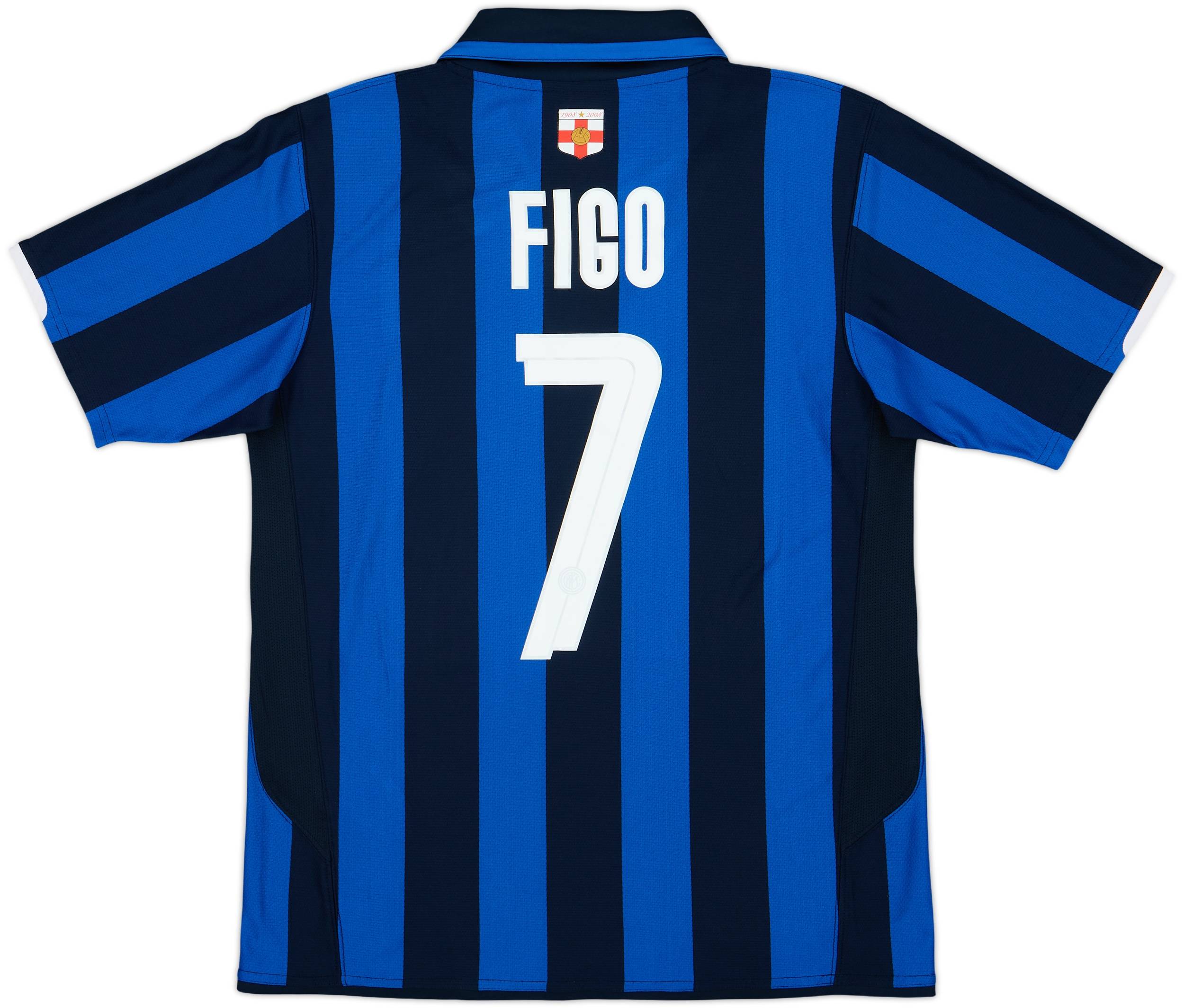 2007-08 Inter Milan Centenary Home Shirt Figo #7 - 8/10 - (M)