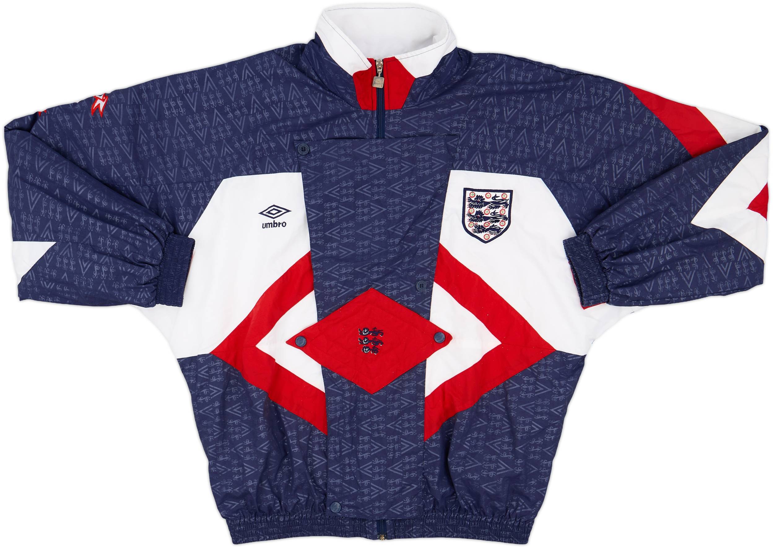 1990-92 England Umbro Track Jacket - 8/10 - (L)
