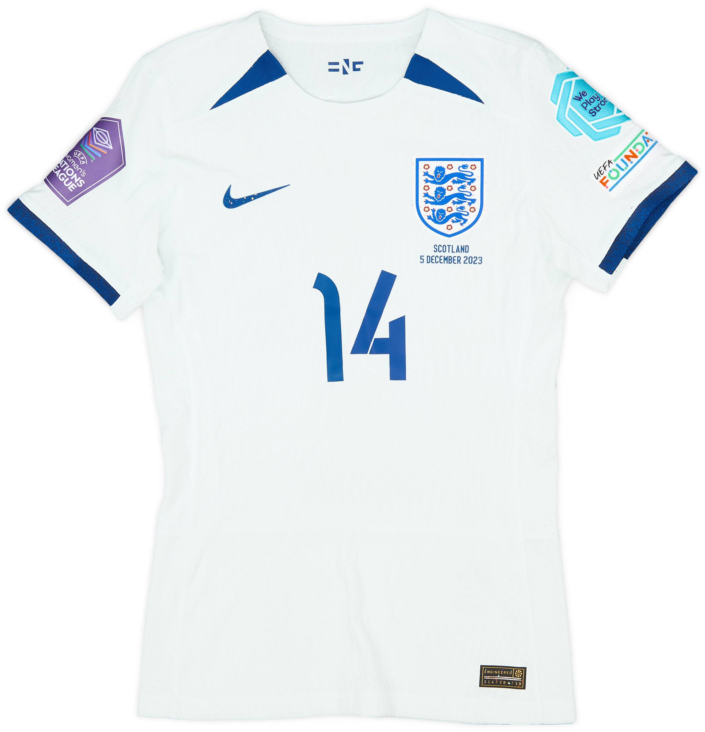 2023 England Women's Player Issue Nations League Home Shirt Toone #14