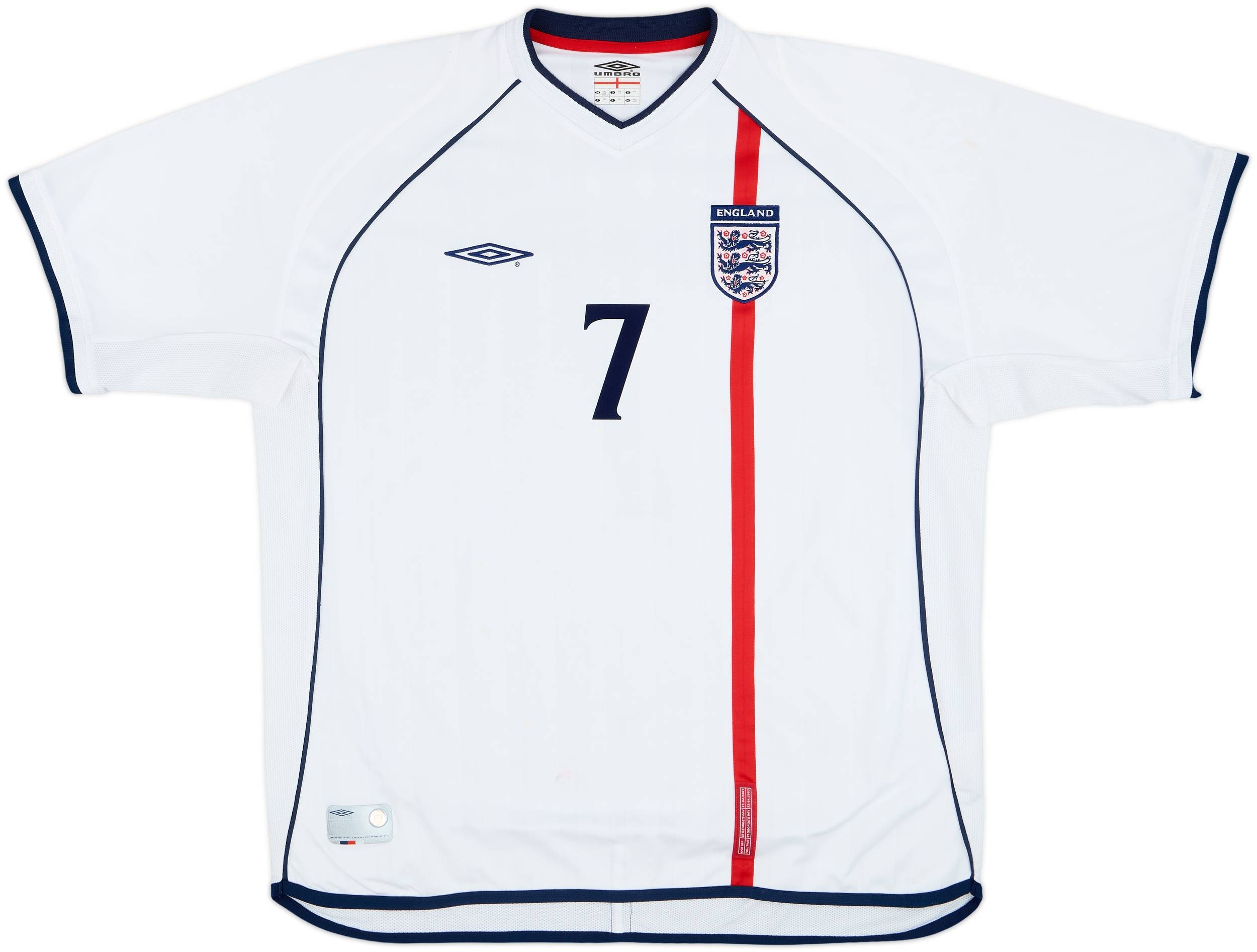 2001-03 England Home Shirt Beckham #7 - 6/10 - (XXL)