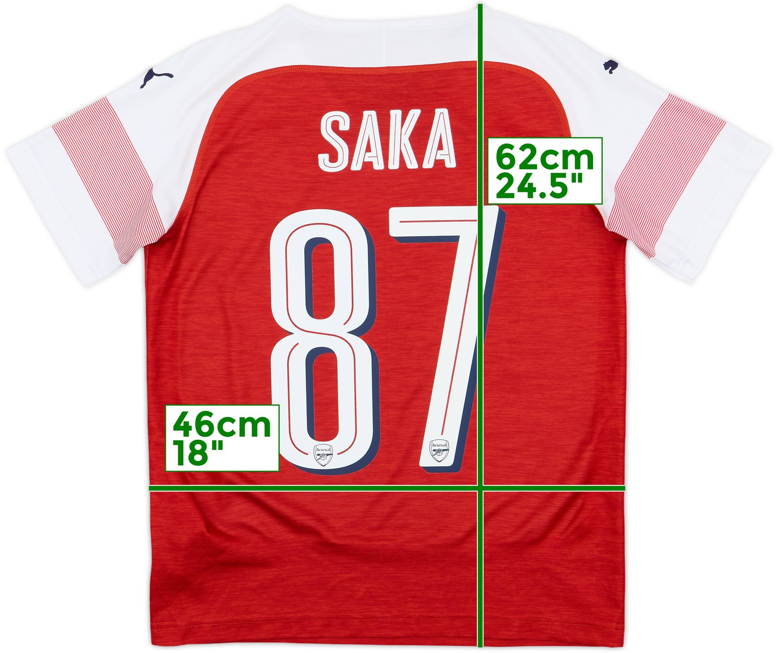2018-19 Arsenal Home Shirt Saka #87 - 10/10 - (L.Boys)