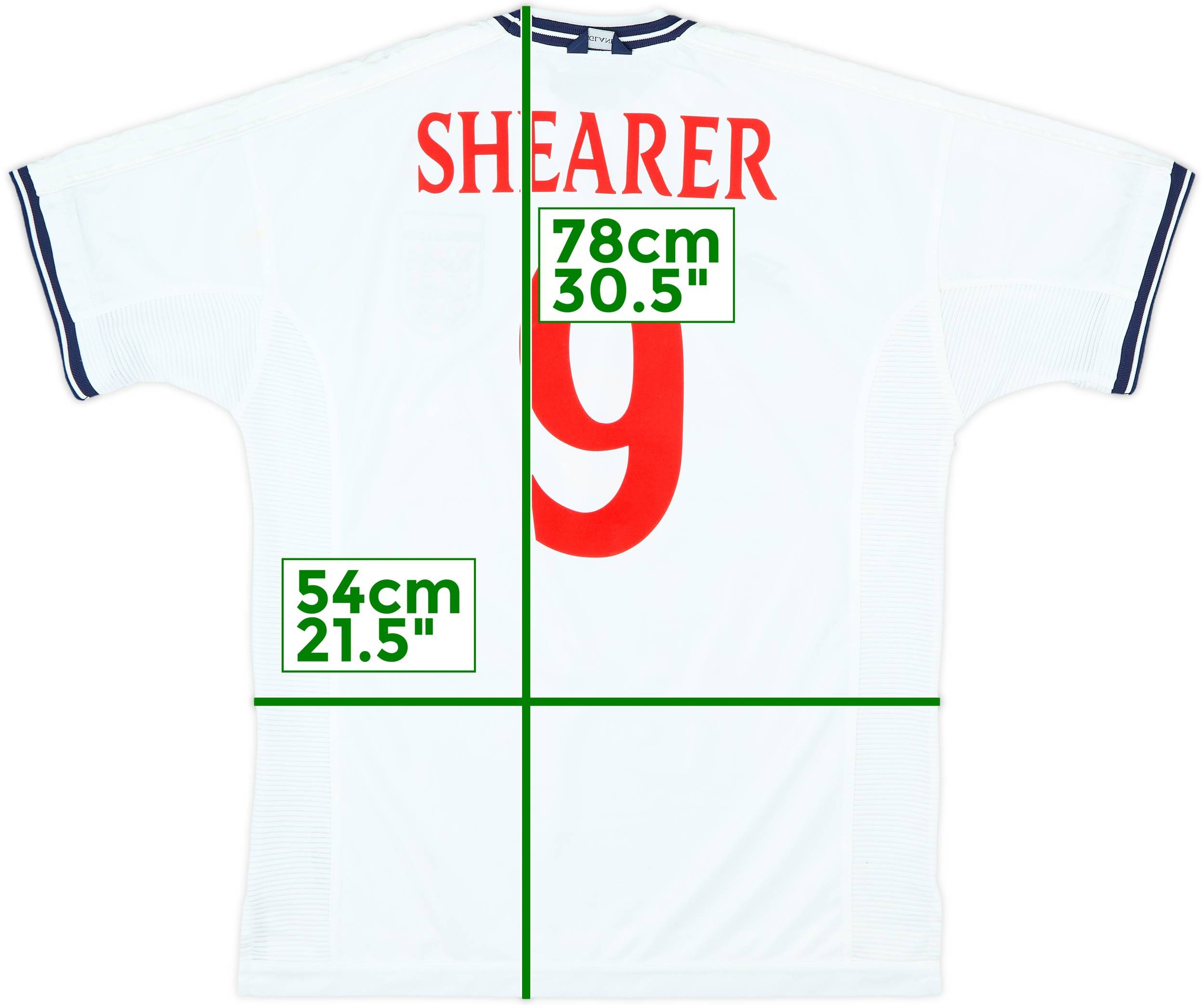 1999-01 England Home Shirt Shearer #9 - 9/10 - (L)