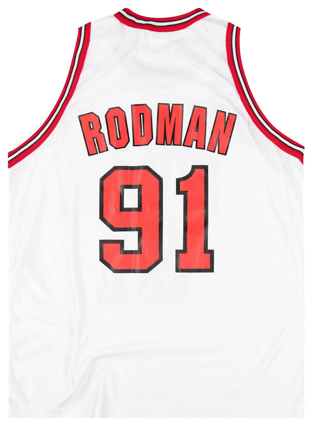 1995-98 Chicago Bulls Rodman #91 Champion Jersey (Home) XL