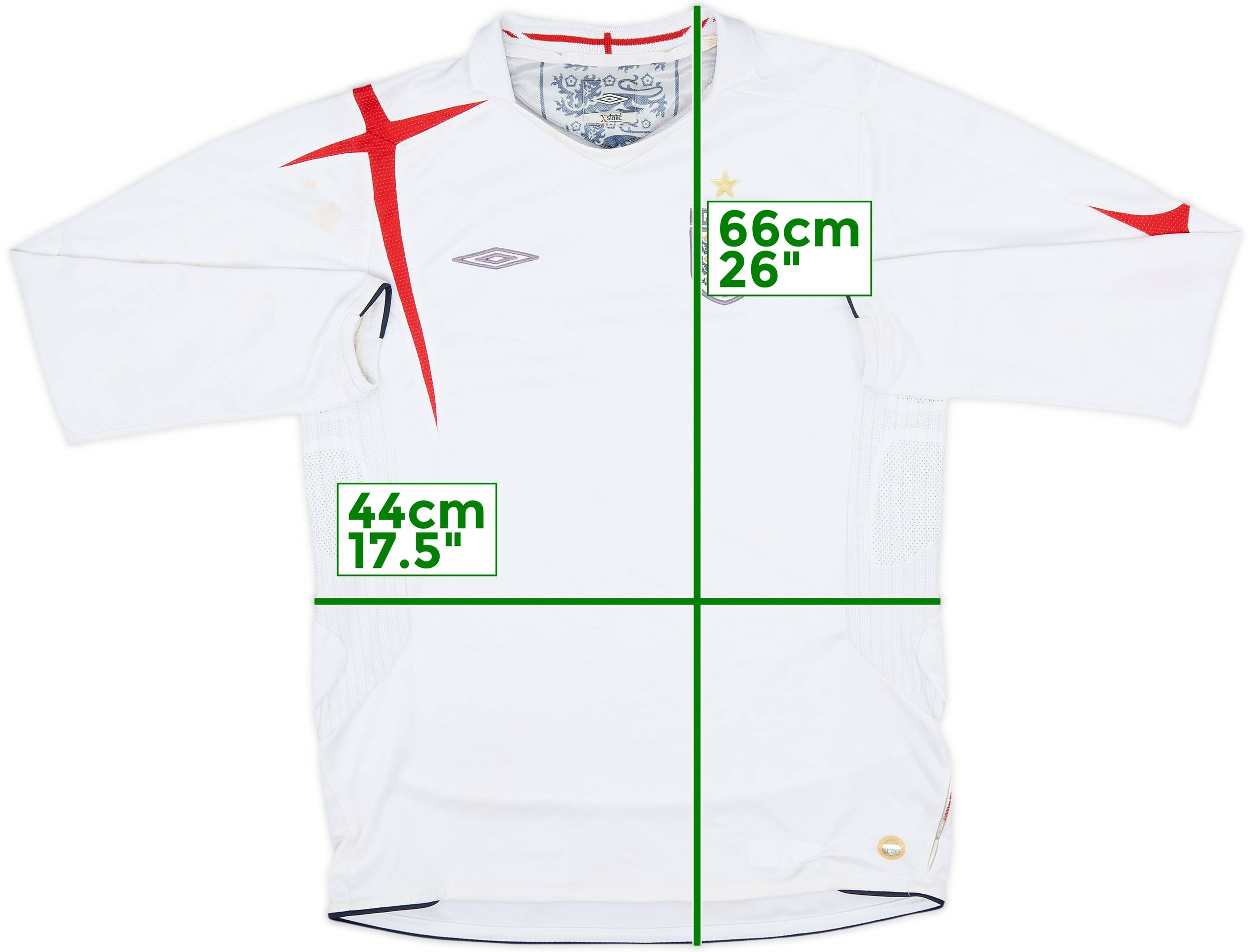 2005-07 England Home L/S Shirt - 4/10 - (XL.Boys)