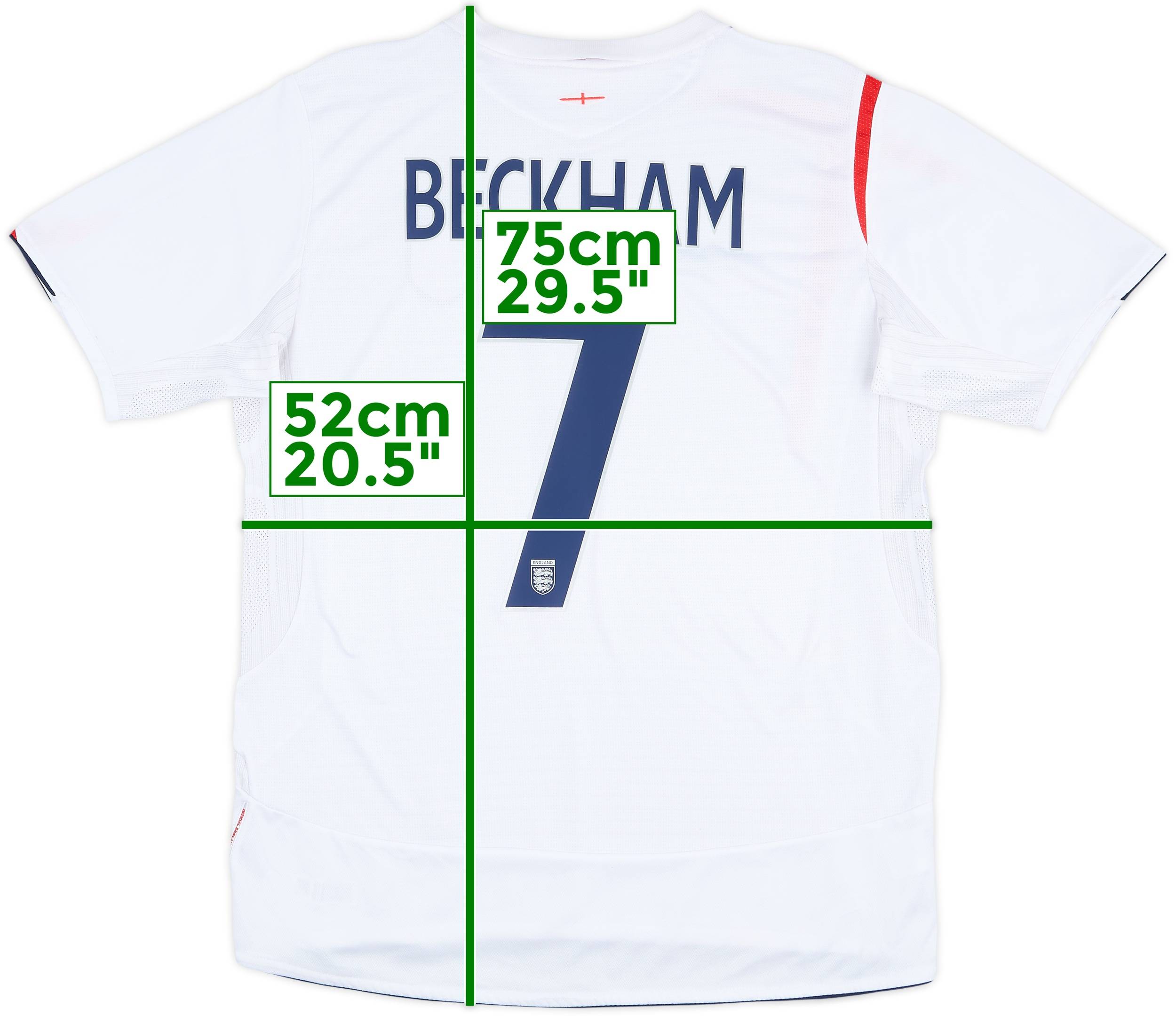 2005-07 England Home Shirt Beckham #7 - 6/10 - (L)