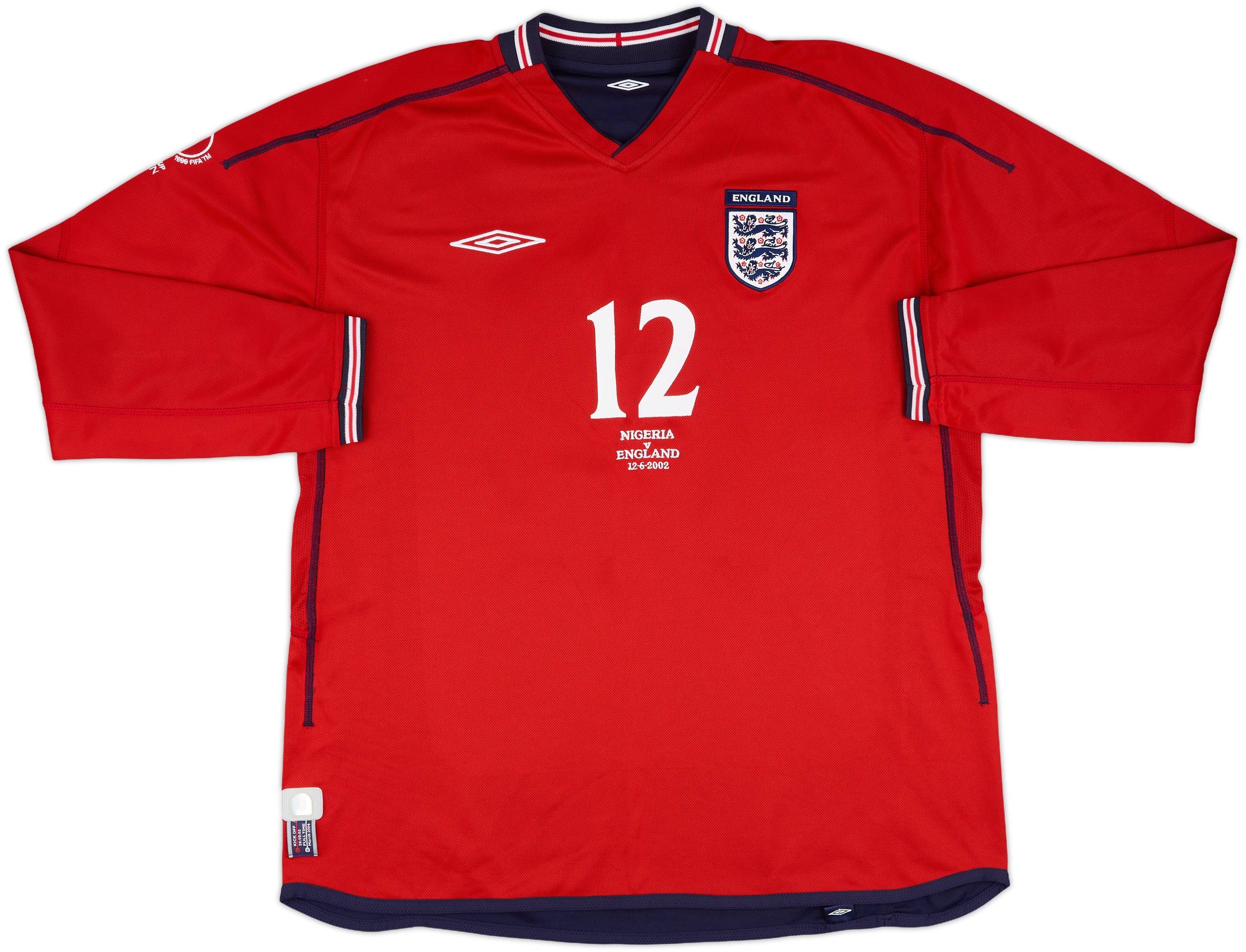 2002 England Match Issue World Cup Away L/S Shirt Brown #12 (v Nigeria)