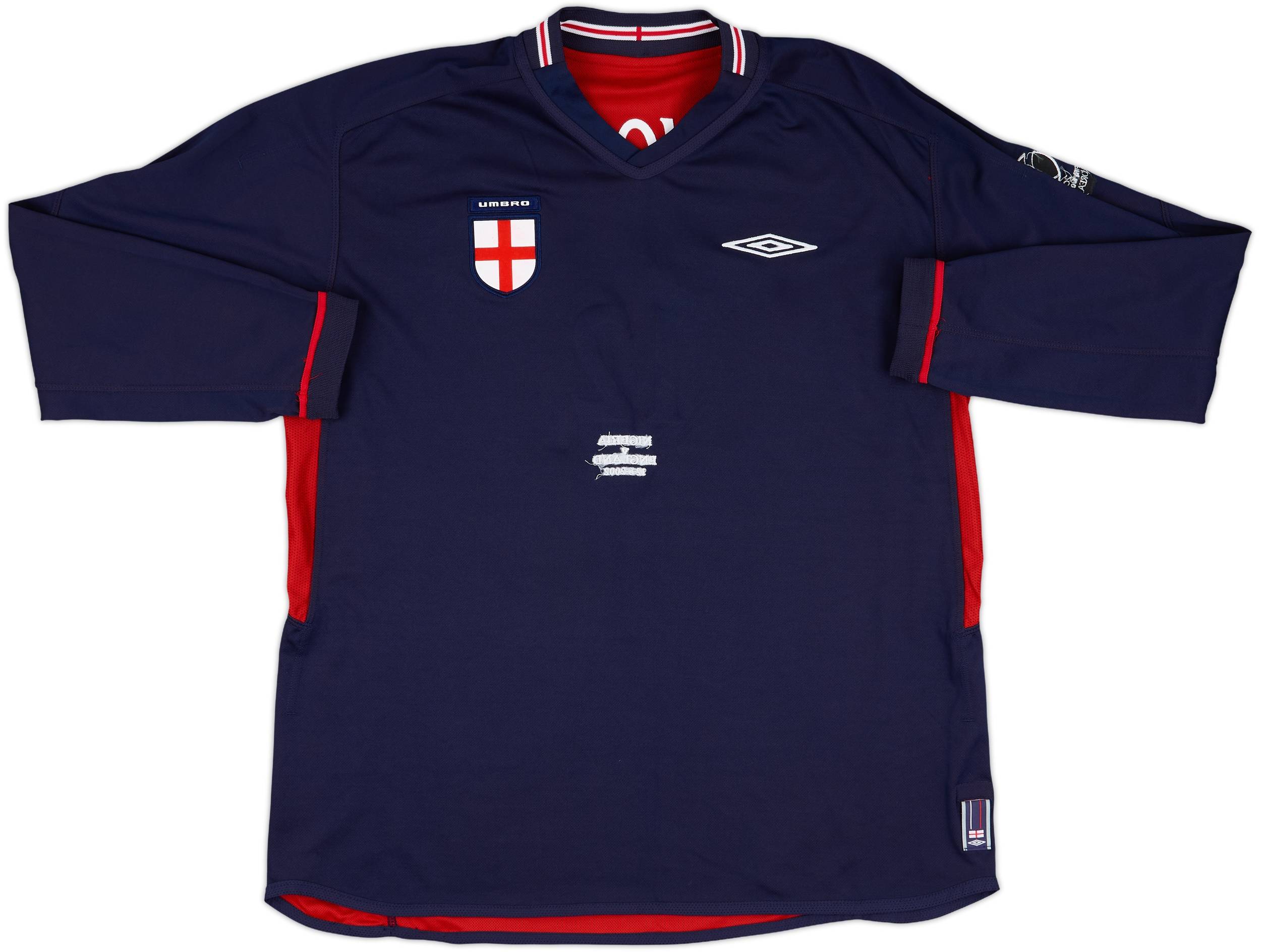 2002 England Match Issue World Cup Away L/S Shirt Brown #12 (v Nigeria)