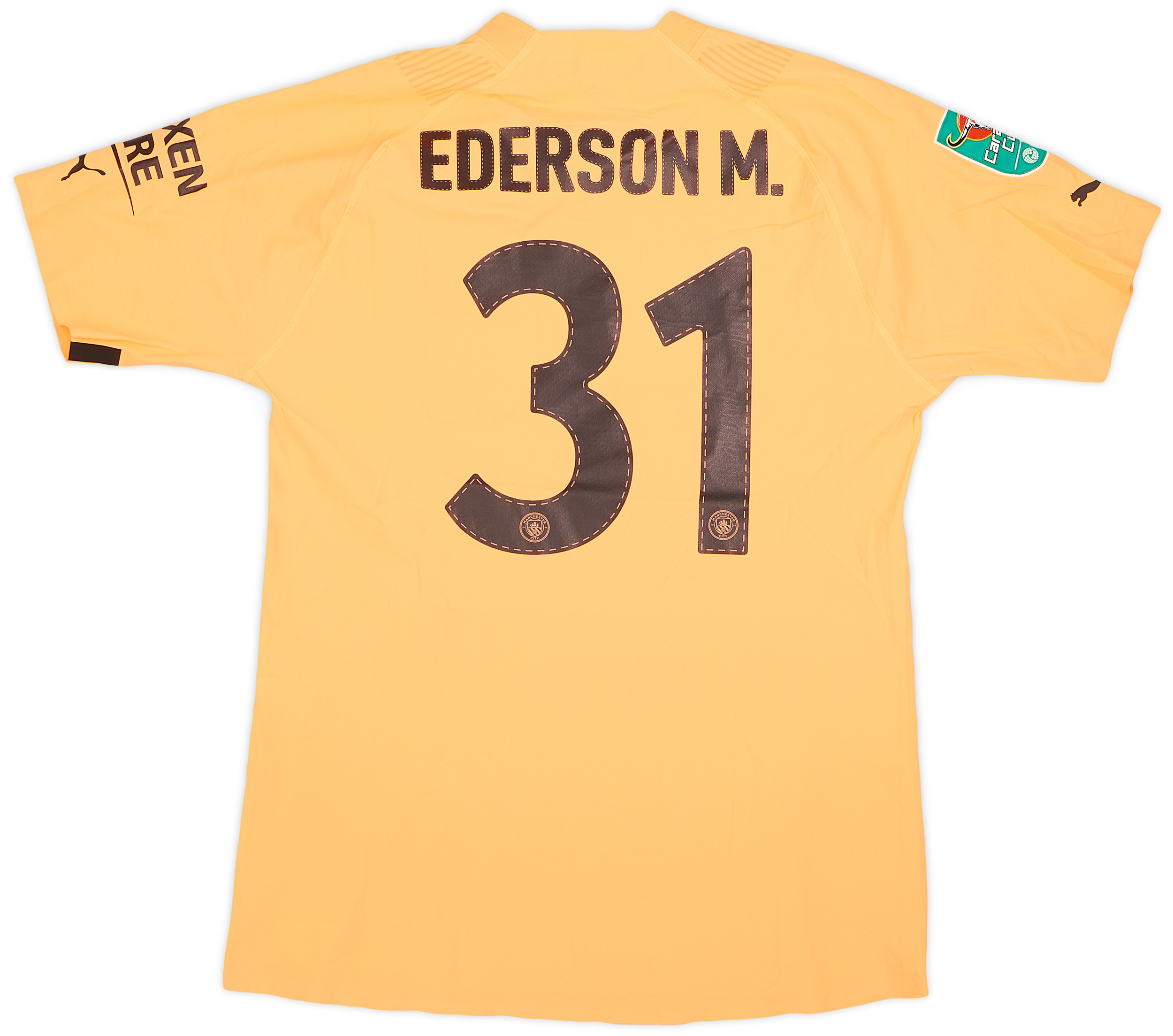 2022-23 Manchester City Match Issue Carabao Cup GK Shirt Ederson M. #31