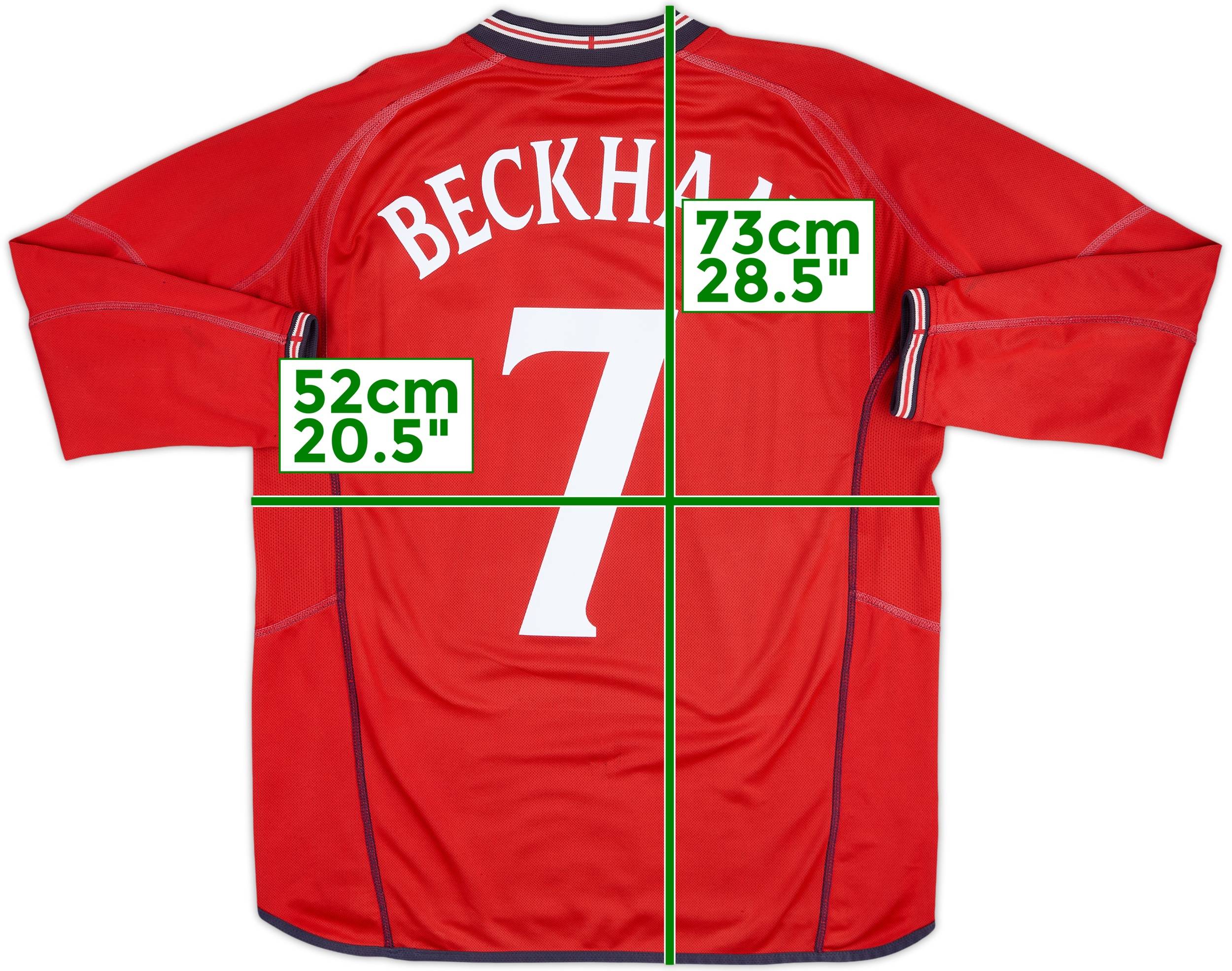 2002-04 England Away L/S Shirt Beckham #7 - 5/10 - (XL)