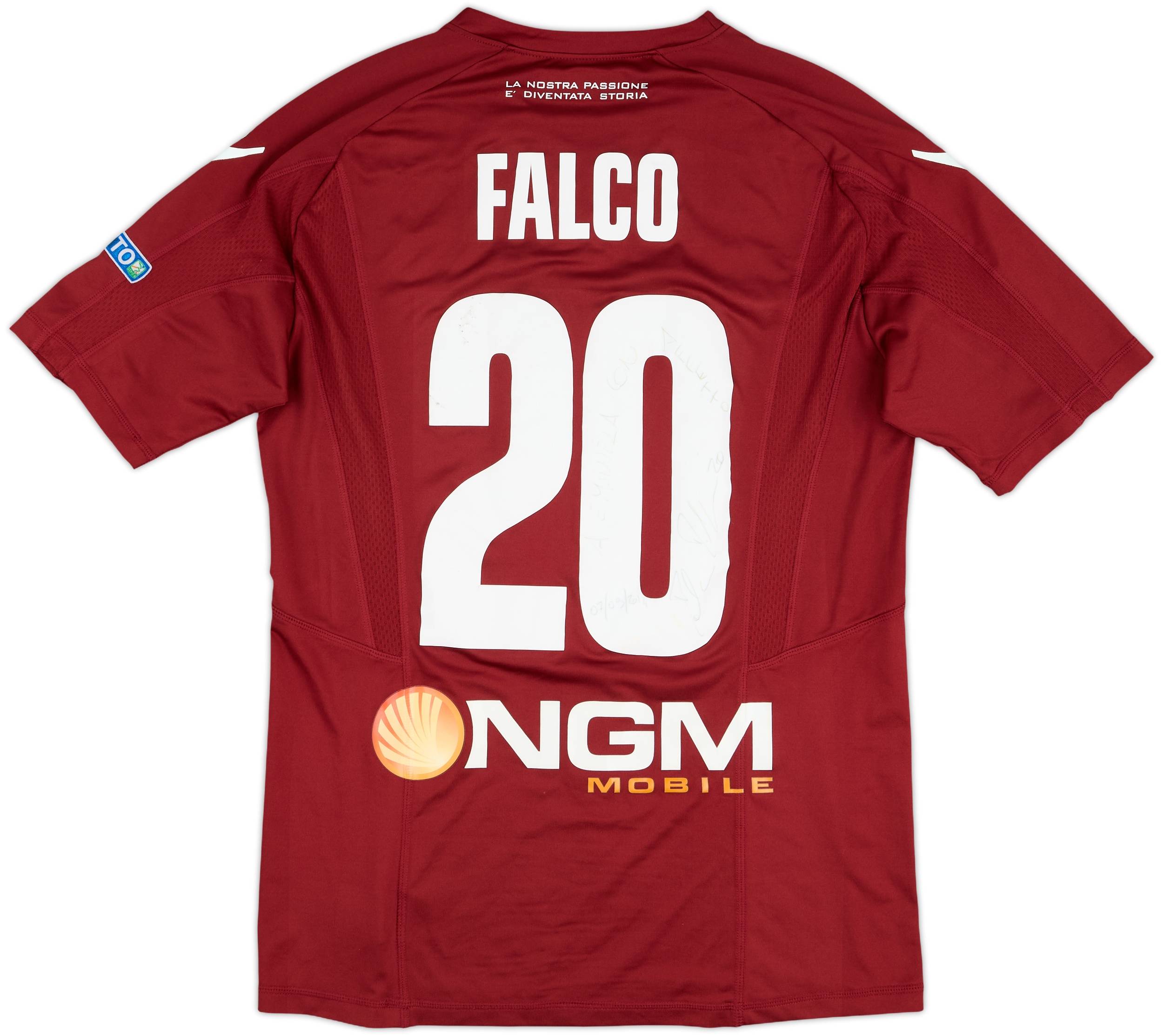 2014-15 Trapani Match Issue Signed Home Shirt Falco #20