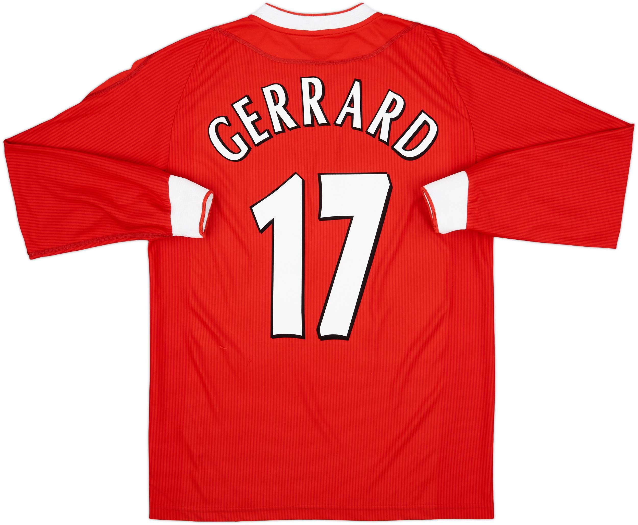 2002-04 Liverpool Home L/S Shirt Gerrard #17 - 9/10 - (M)