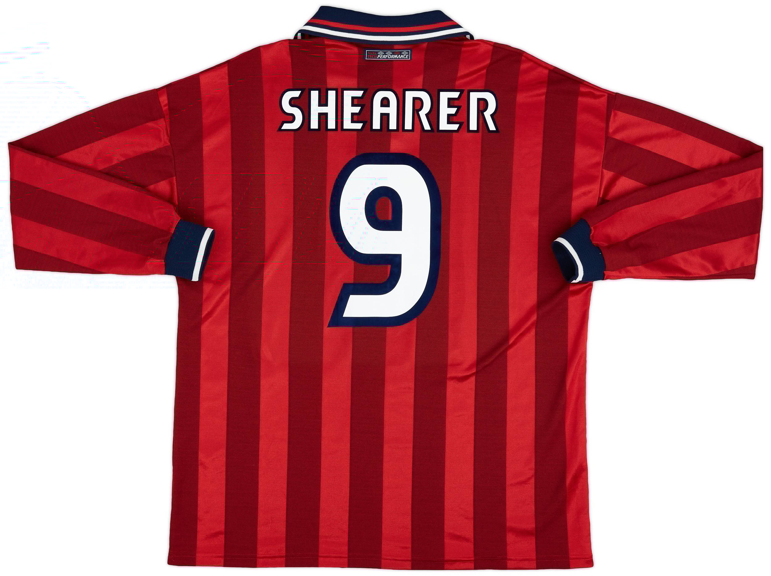 1997-99 England Away L/S Shirt Shearer #9 - 9/10 - (XL)