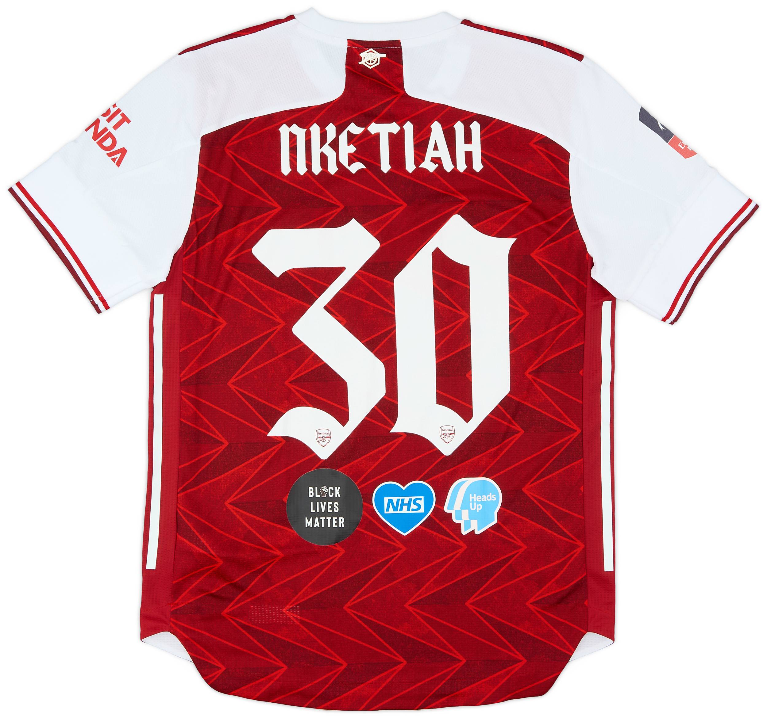 2020 Arsenal Match Issue FA Cup Final Home Shirt Nketiah #30