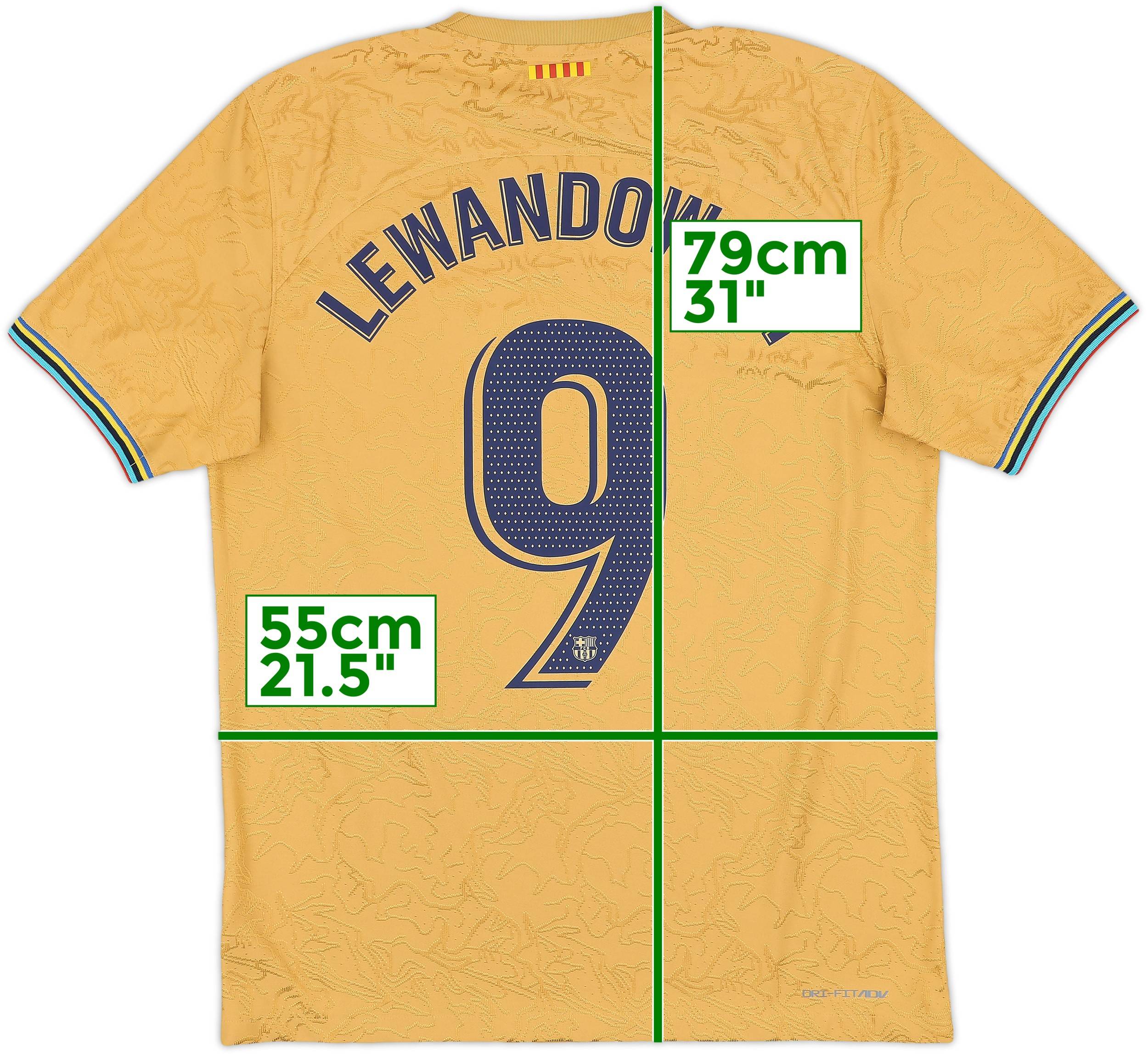 2022-23 Barcelona Authentic Away Shirt Lewandowski #9 - 9/10 - (L)
