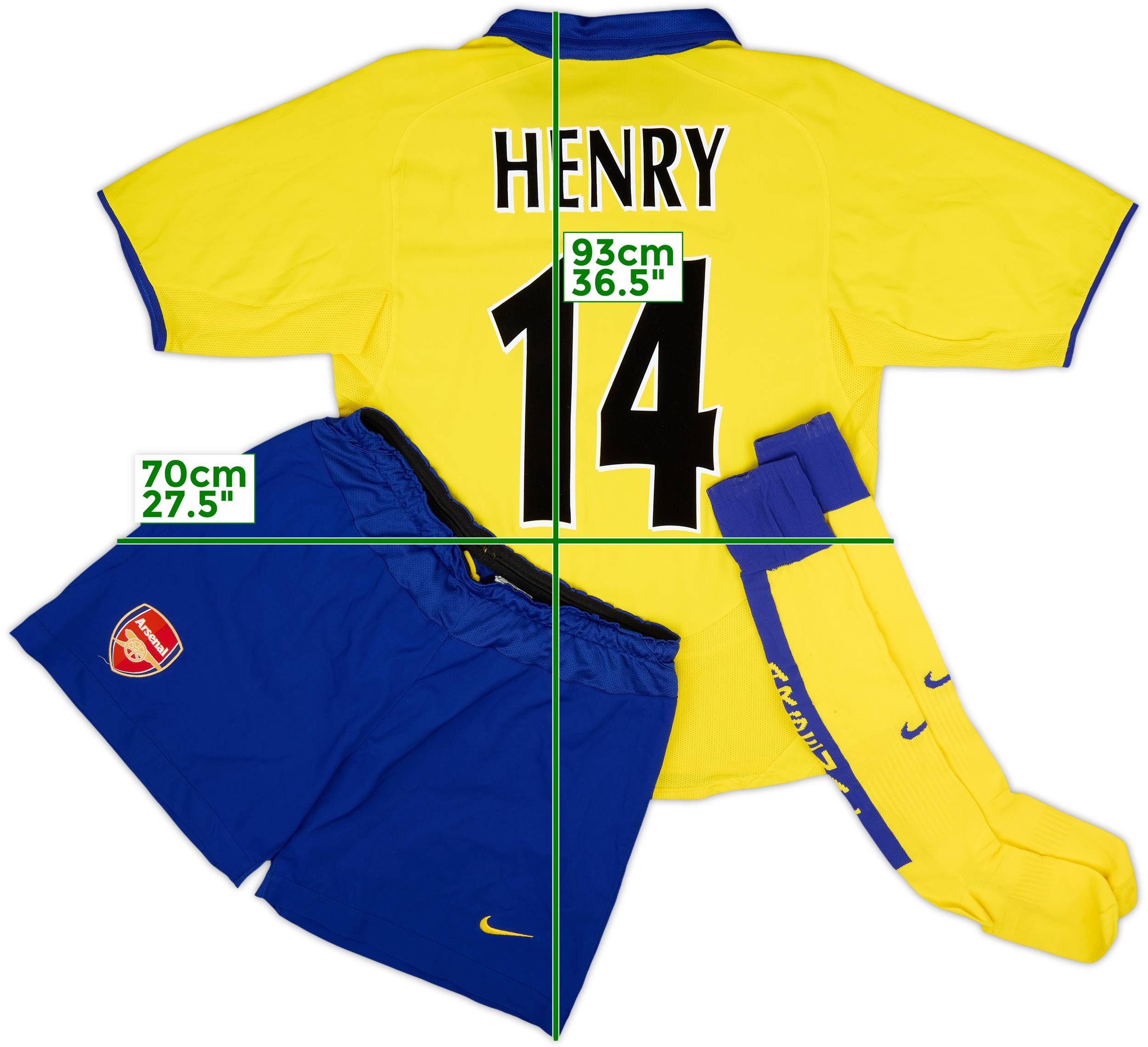 2003-05 Arsenal Away Full Kit Henry #14 - 7/10 - (S)
