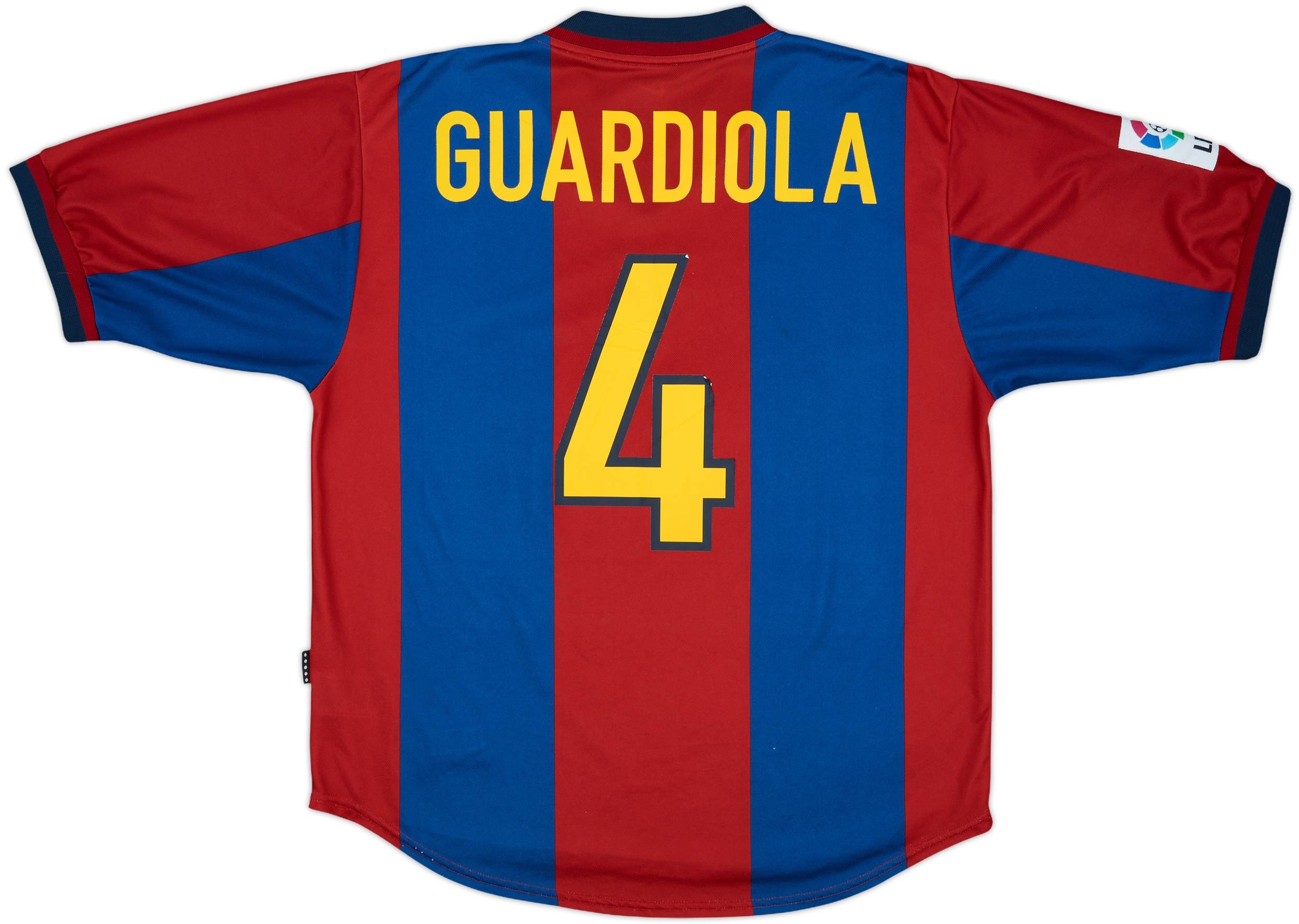 1998-00 Barcelona Home Shirt Guardiola #4 - 6/10 - (L)