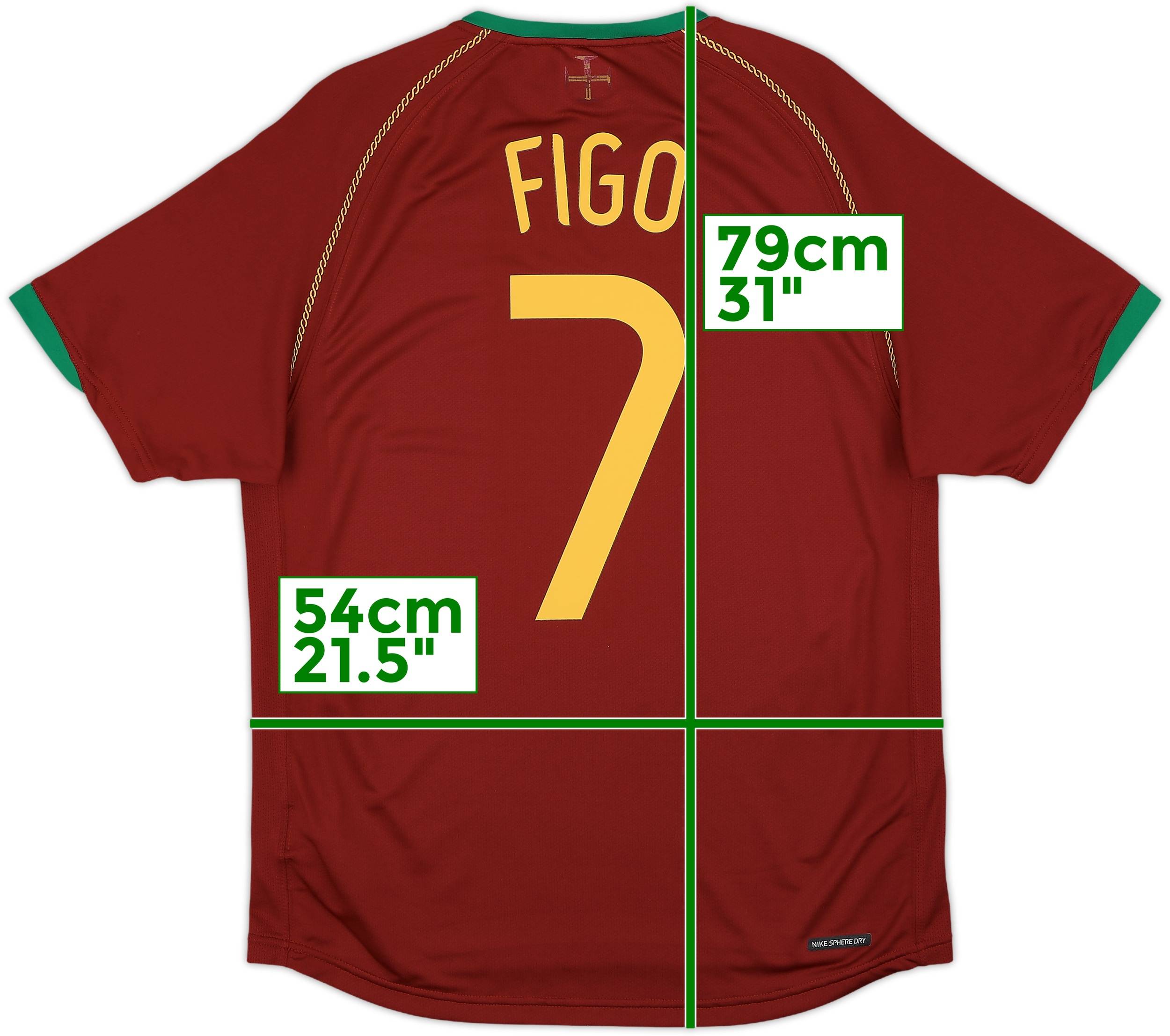 2006-08 Portugal Home Shirt Figo #7 - 8/10 - (S)