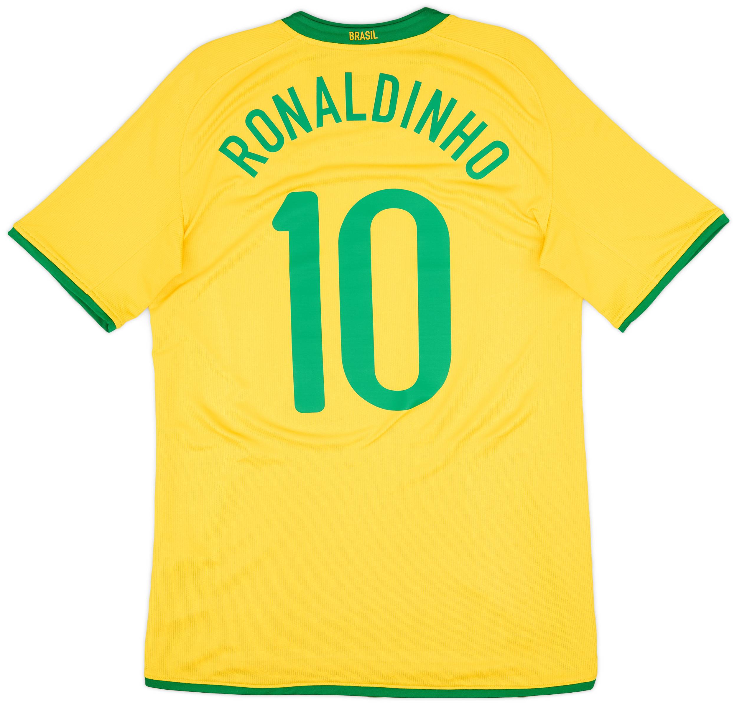 2008-10 Brazil Home Shirt Ronaldinho #10 - 8/10 - (M)