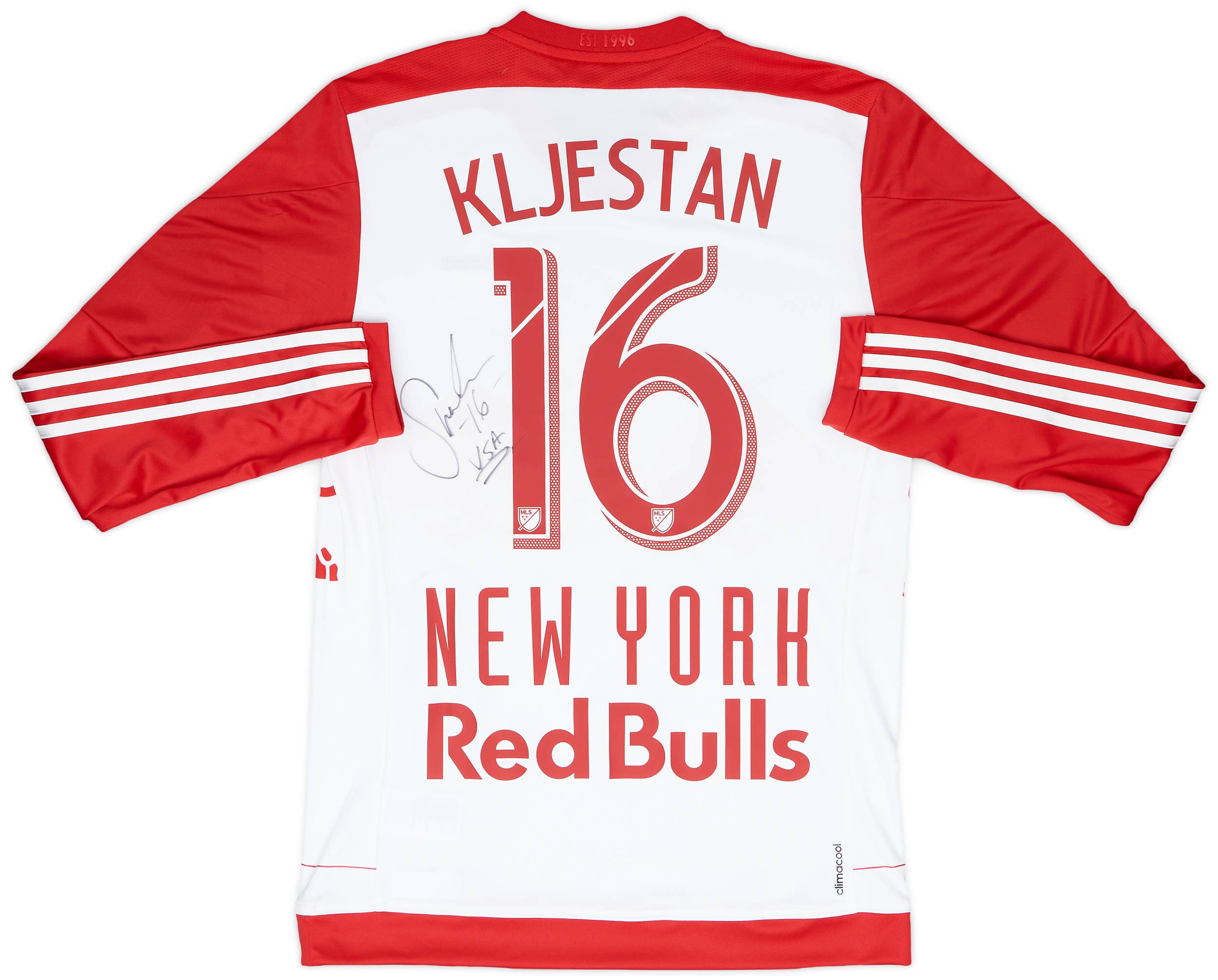 2015-16 New York Red Bulls Match Issue Signed Home Shirt Kljestan #16
