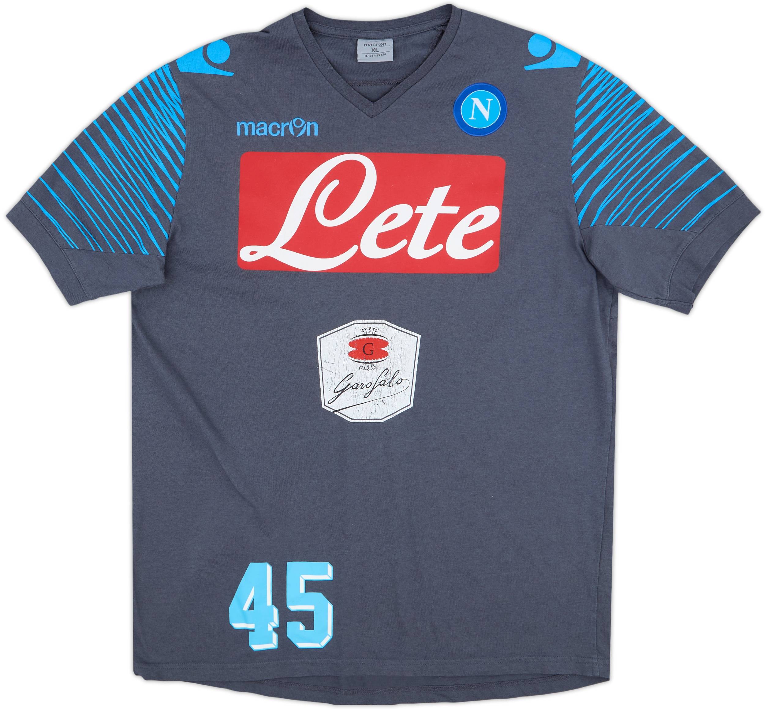 2014-15 Napoli Macron Player Issue Cotton Tee - 5/10 - (XL)