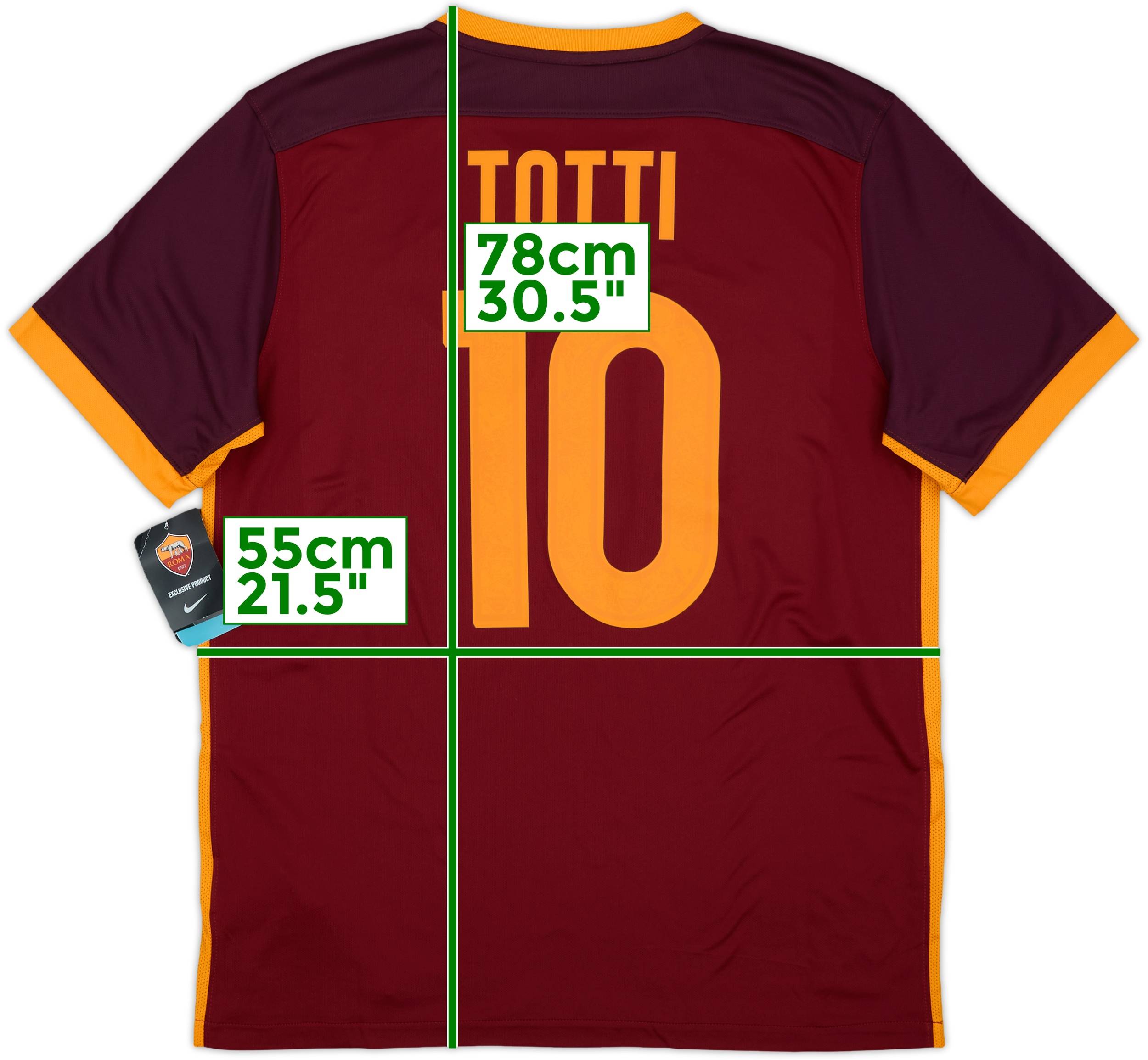 2015-16 Roma Home Shirt Totti #10 (L)