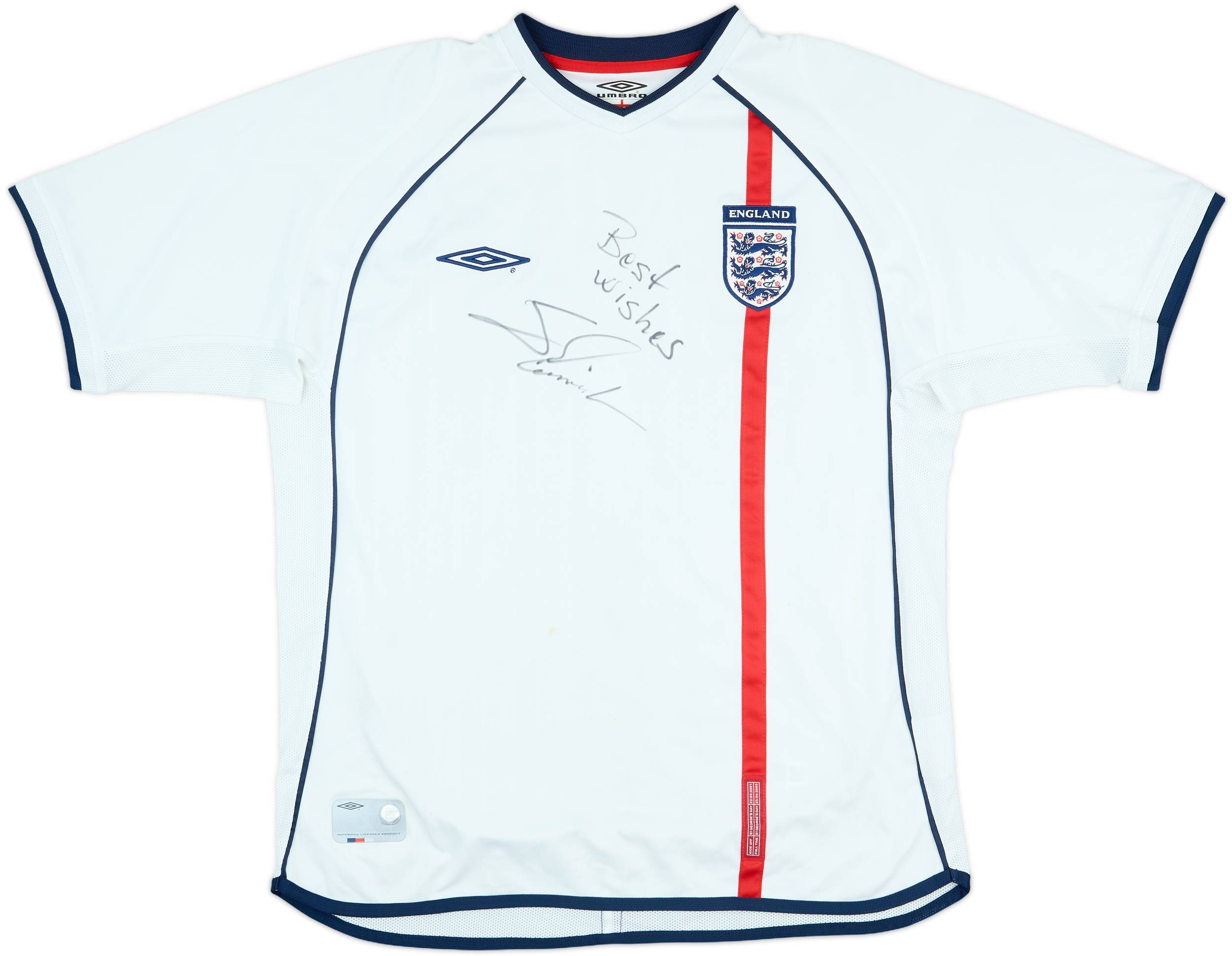 2001-03 England Signed Home Shirt Beckham #7