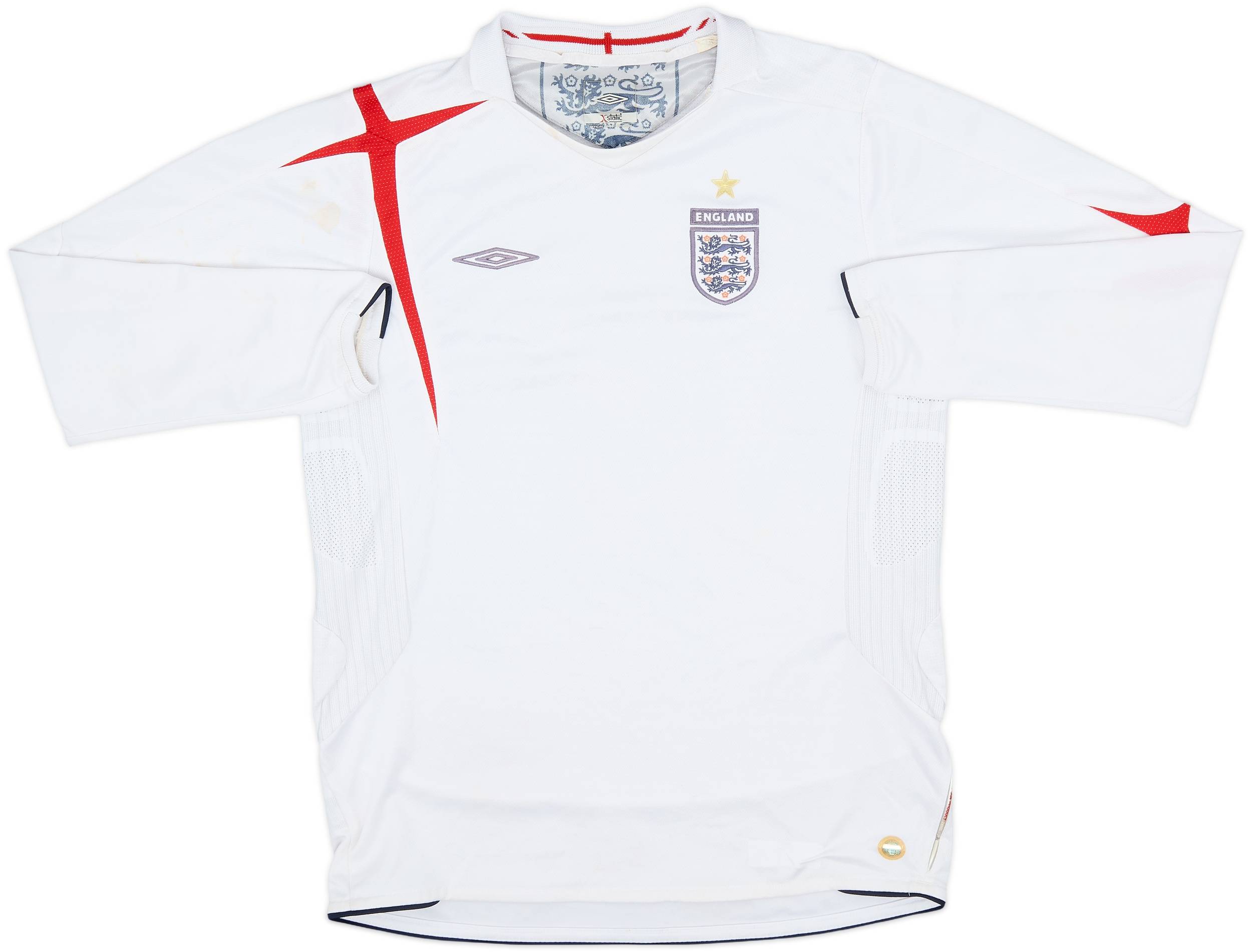 2005-07 England Home L/S Shirt - 4/10 - (XL.Boys)