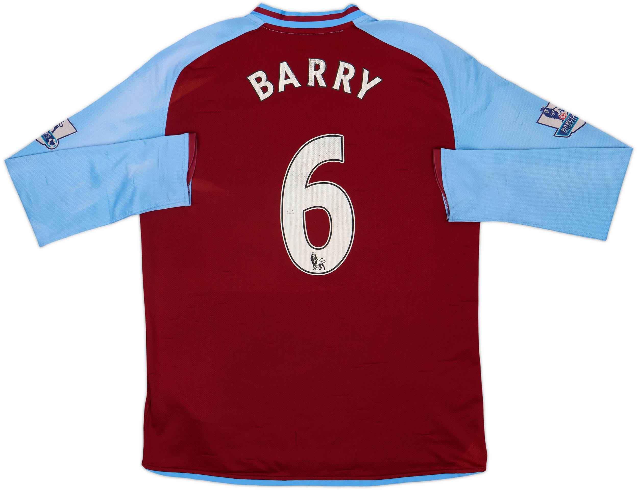 2009-10 Aston Villa Home L/S Shirt Barry #6 - 4/10 - (L)