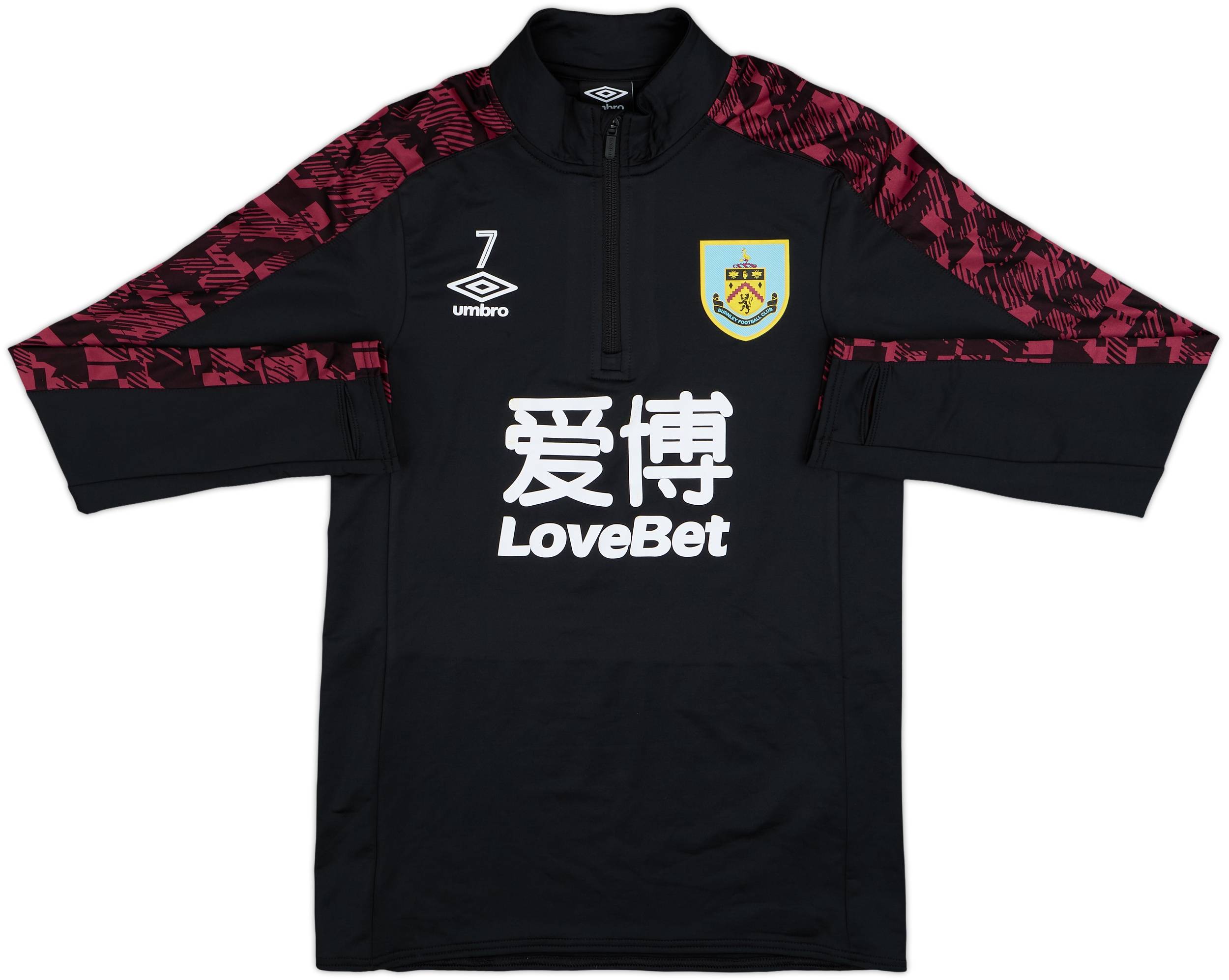 2020-21 Burnley Player Issue Umbro 1/4 Zip Drill Top #7 - 6/10 - (S)