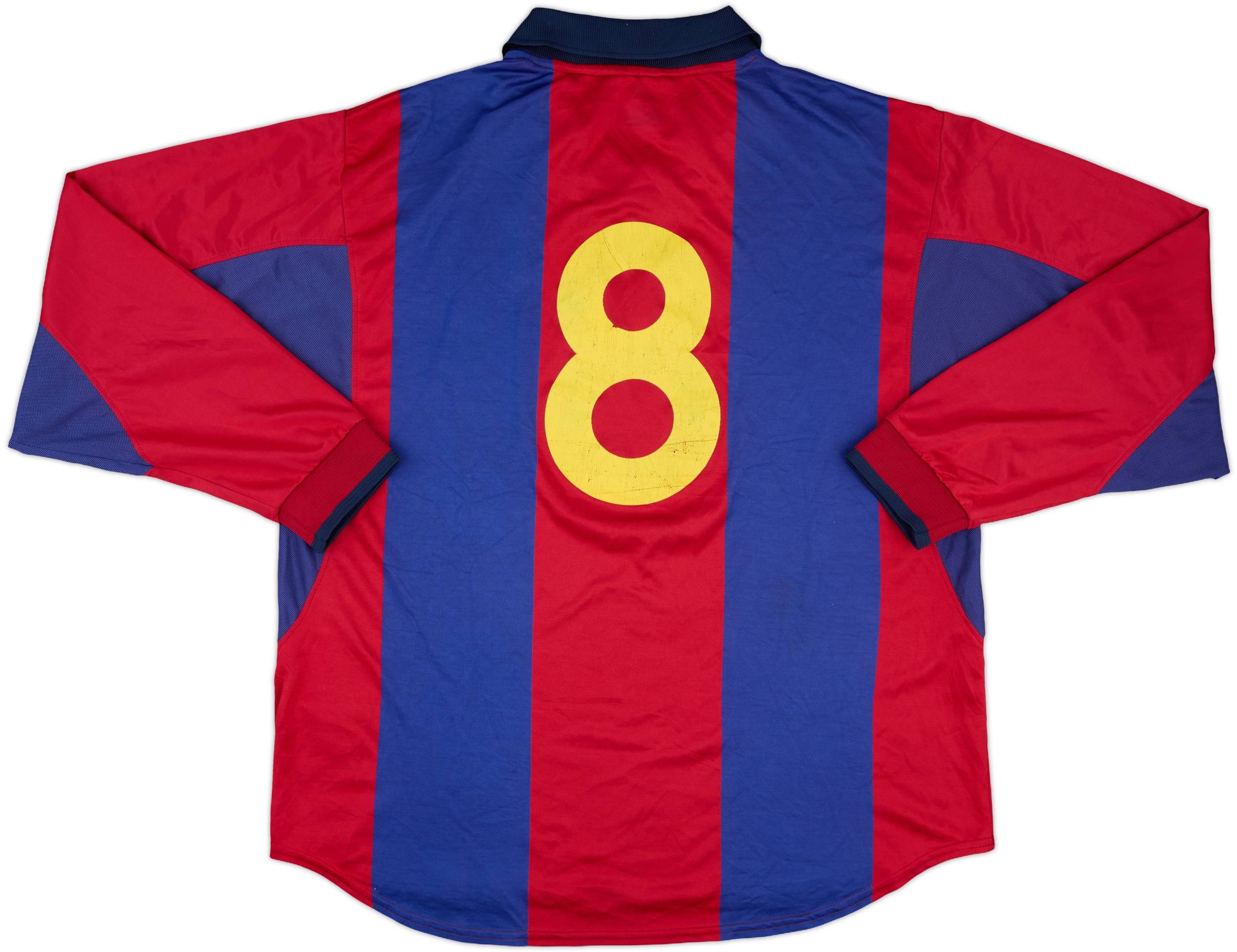 2000-01 Barcelona Match Issue Home L/S Shirt #8