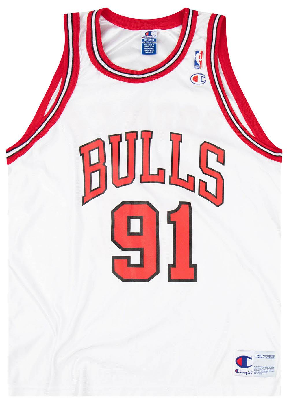 1995-98 Chicago Bulls Rodman #91 Champion Jersey (Home) XL