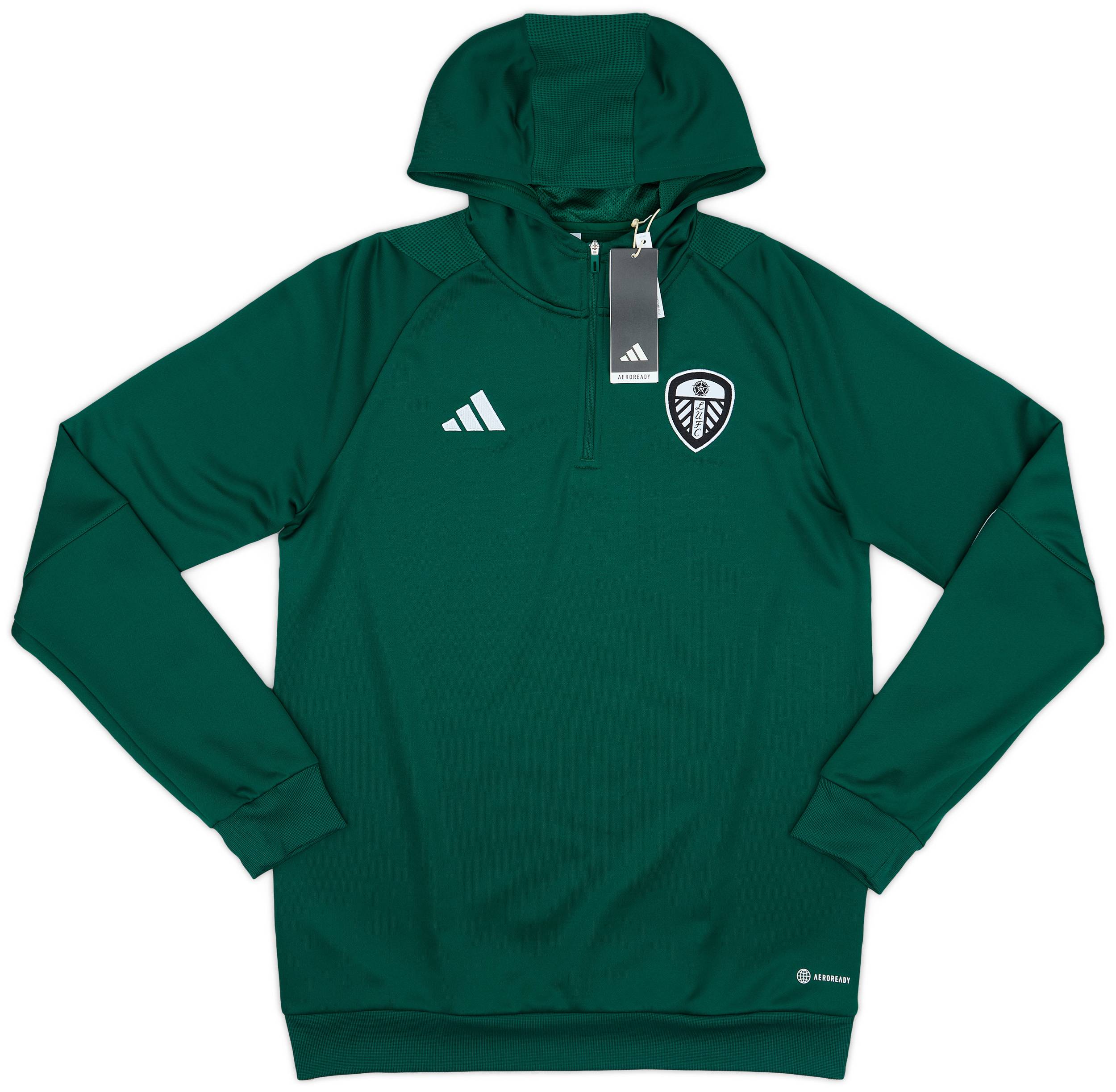 2023-24 Leeds United adidas 1/4 Zip Hooded Top (M)