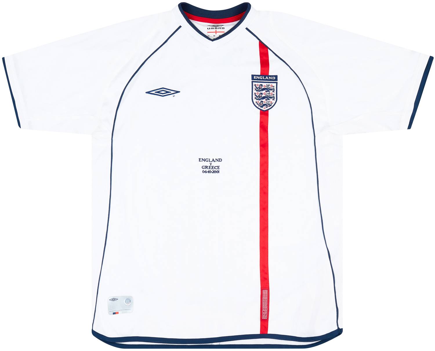 2001 England Match Issue Home Shirt Butt (v Greece)