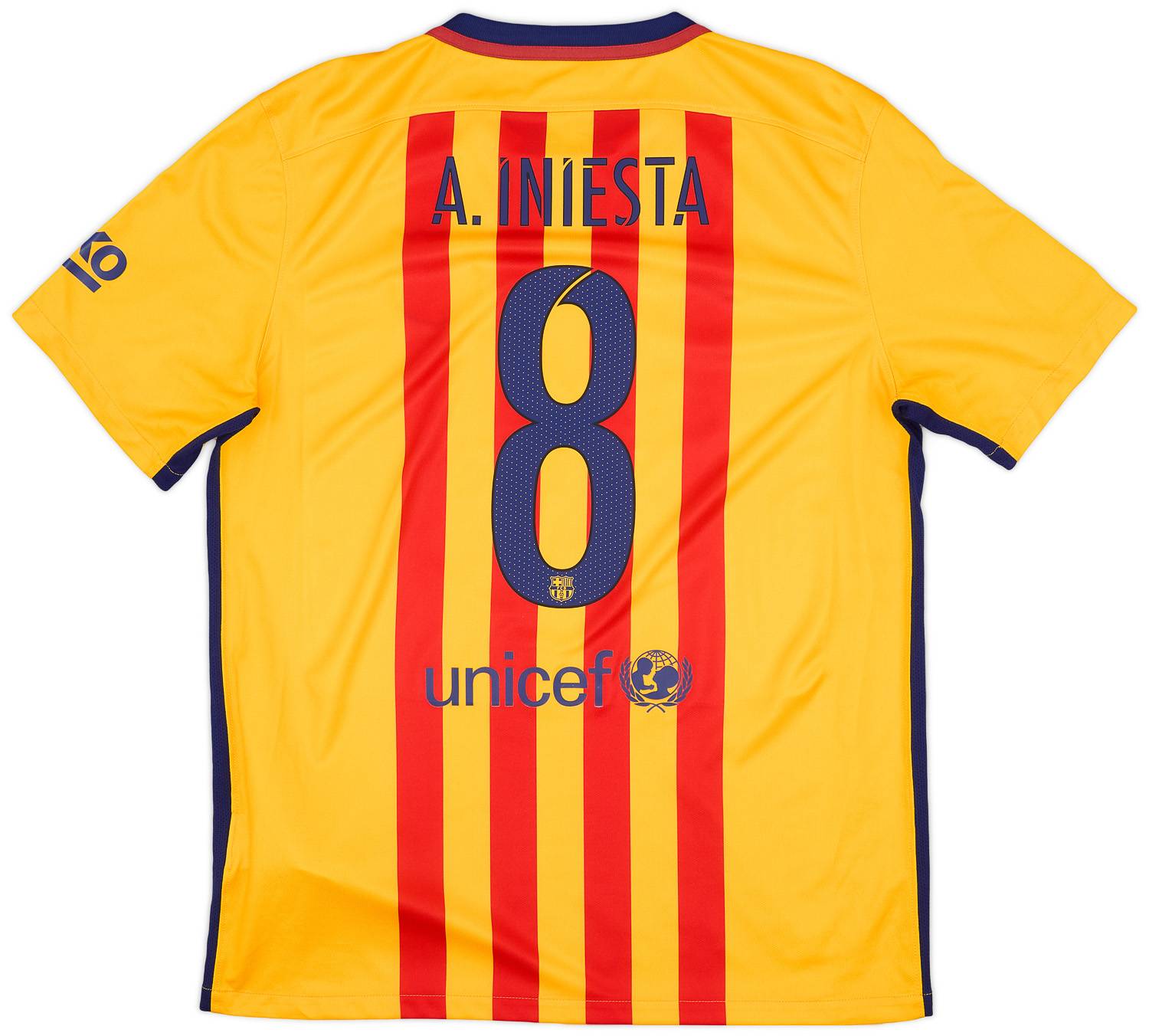 2015-16 Barcelona Away Shirt Iniesta #8 - 9/10 - (L)