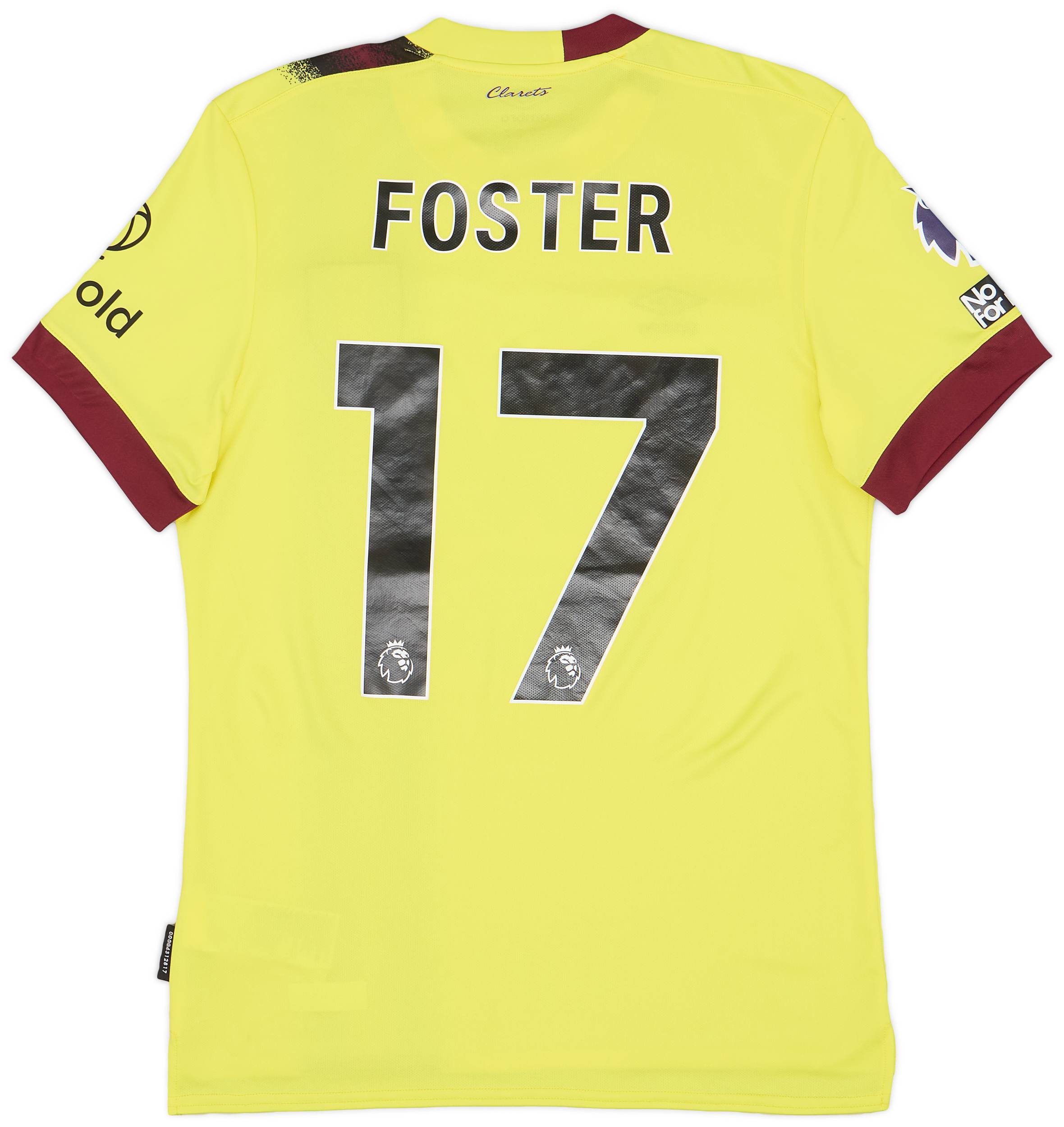 2023-24 Burnley Match Issue Away Shirt Foster #17