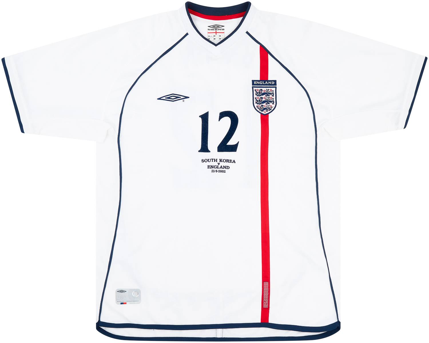 2002 England Match Worn Home Shirt Brown #12 (v South Korea)
