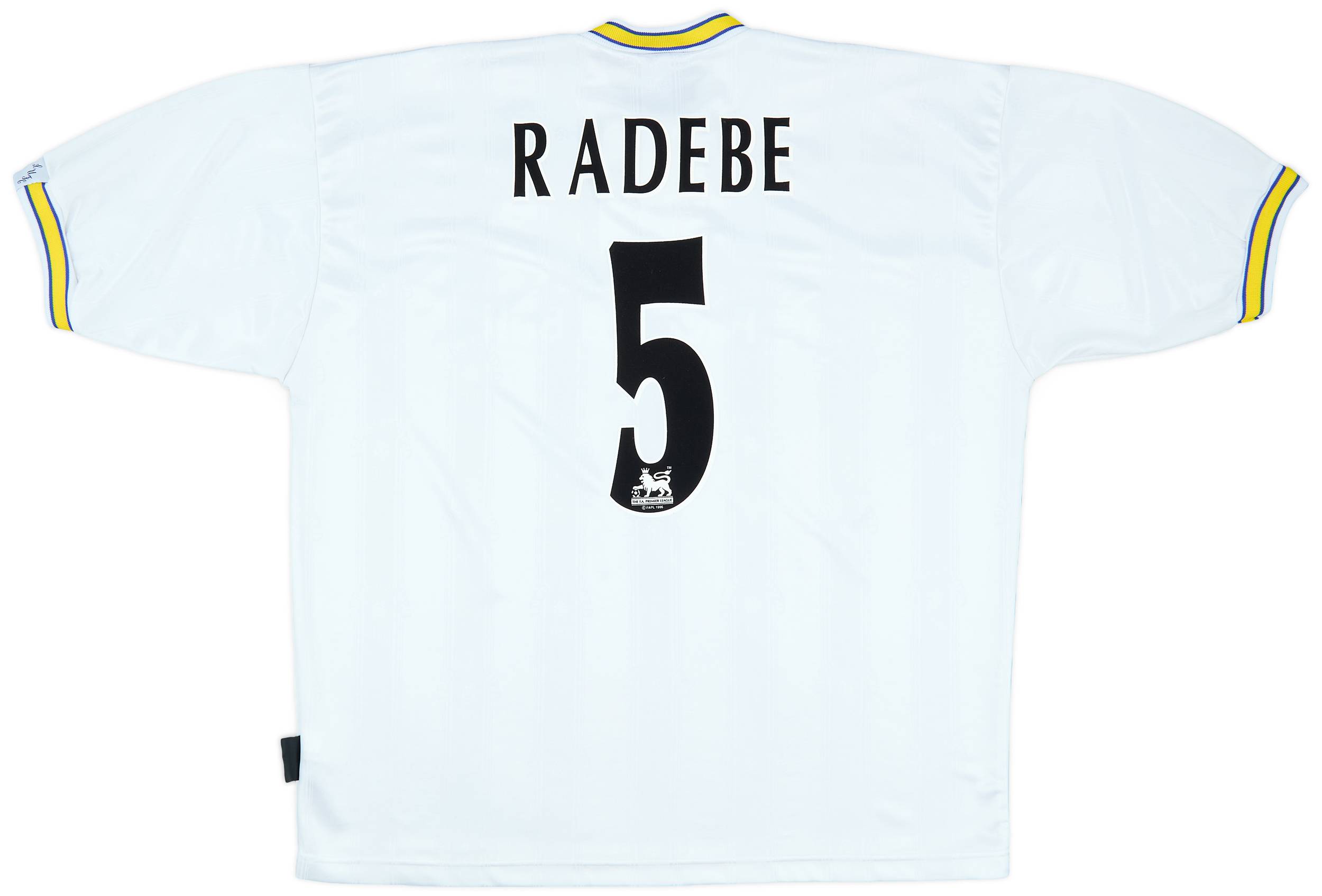 1996-98 Leeds United Home Shirt Radebe #5 - 9/10 - (XL)
