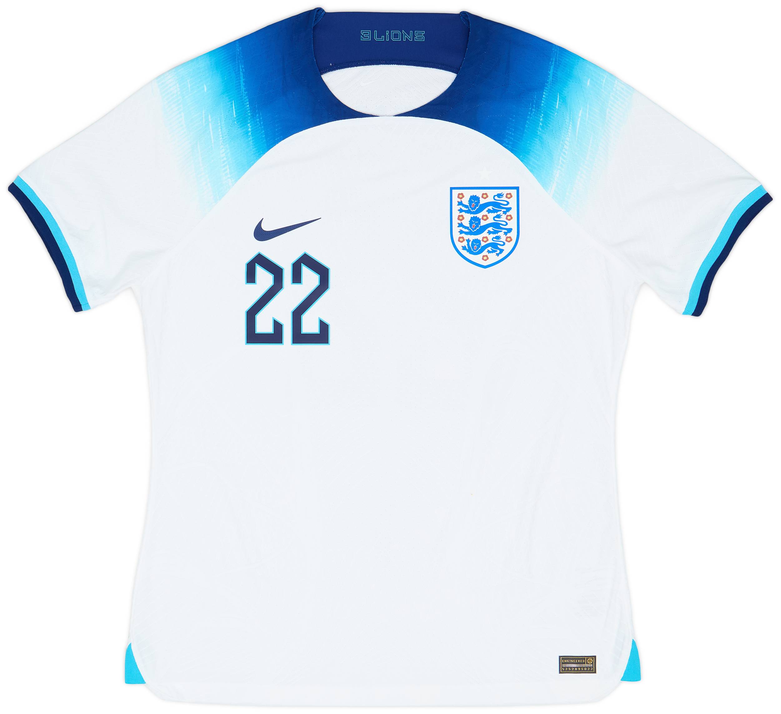 2022-23 England Authentic Home Shirt Bellingham #22 - 8/10 - (XL)