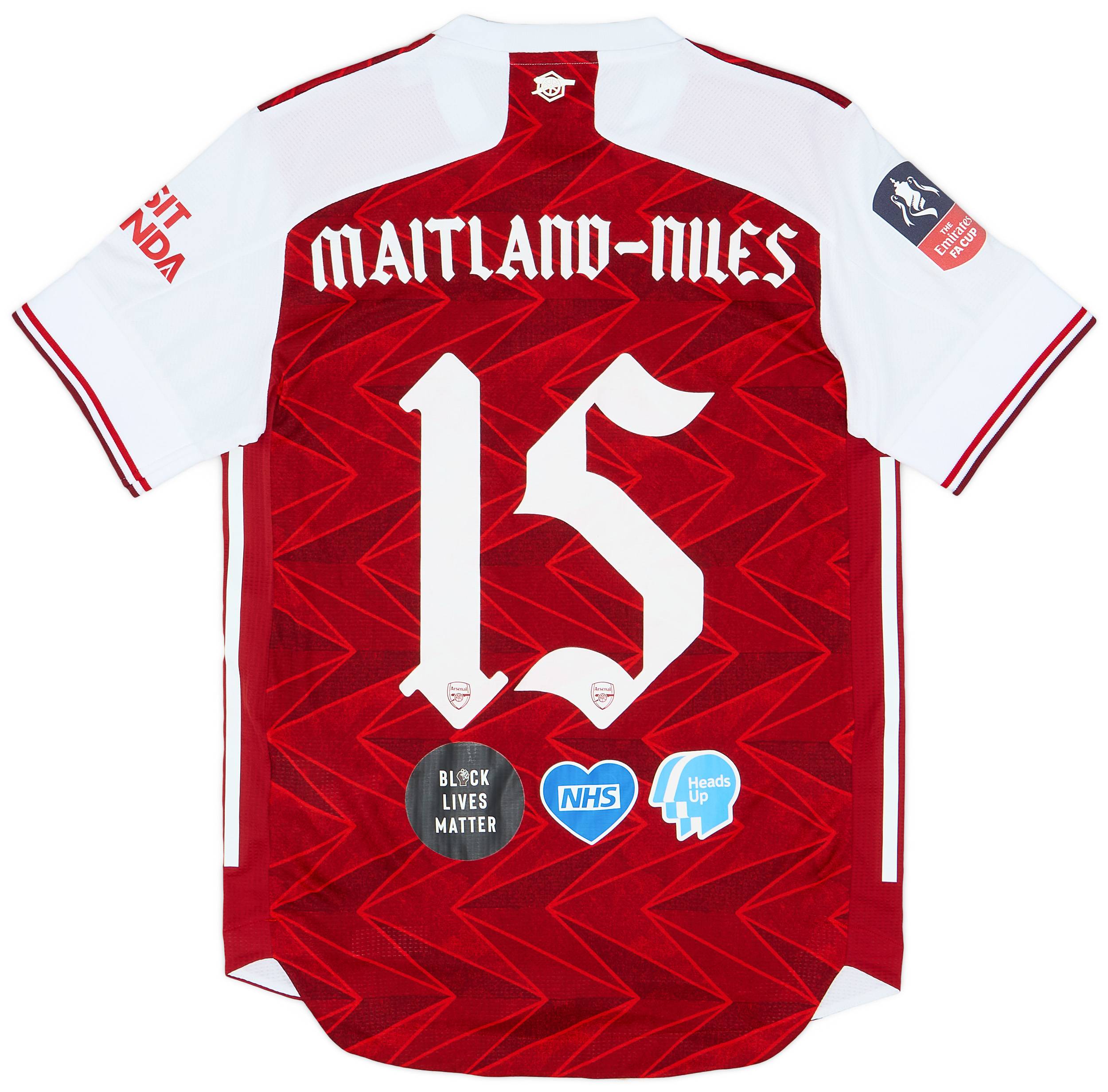 2020 Arsenal Match Issue FA Cup Final Home Shirt Maitland-Niles #15