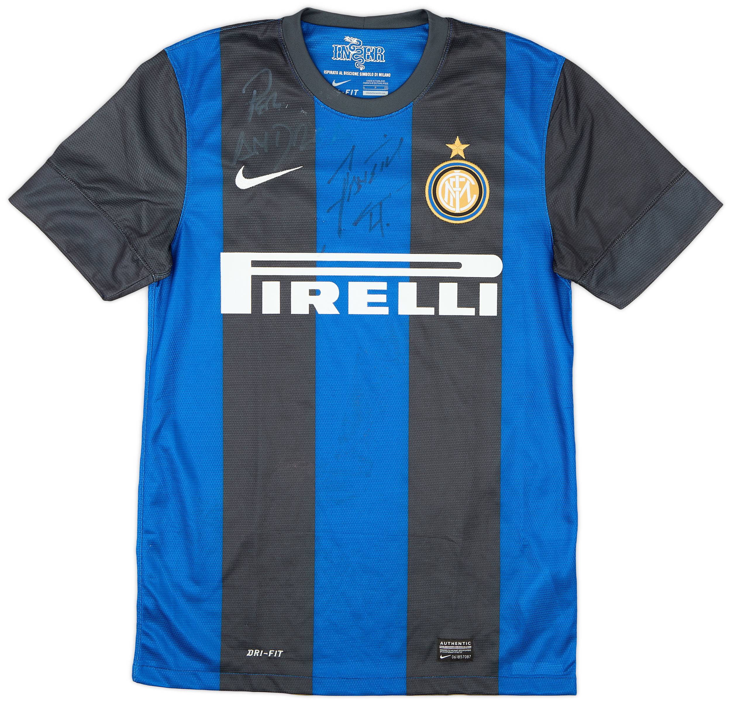 2012-13 Inter Milan Signed Home Shirt - 6/10 - (S)