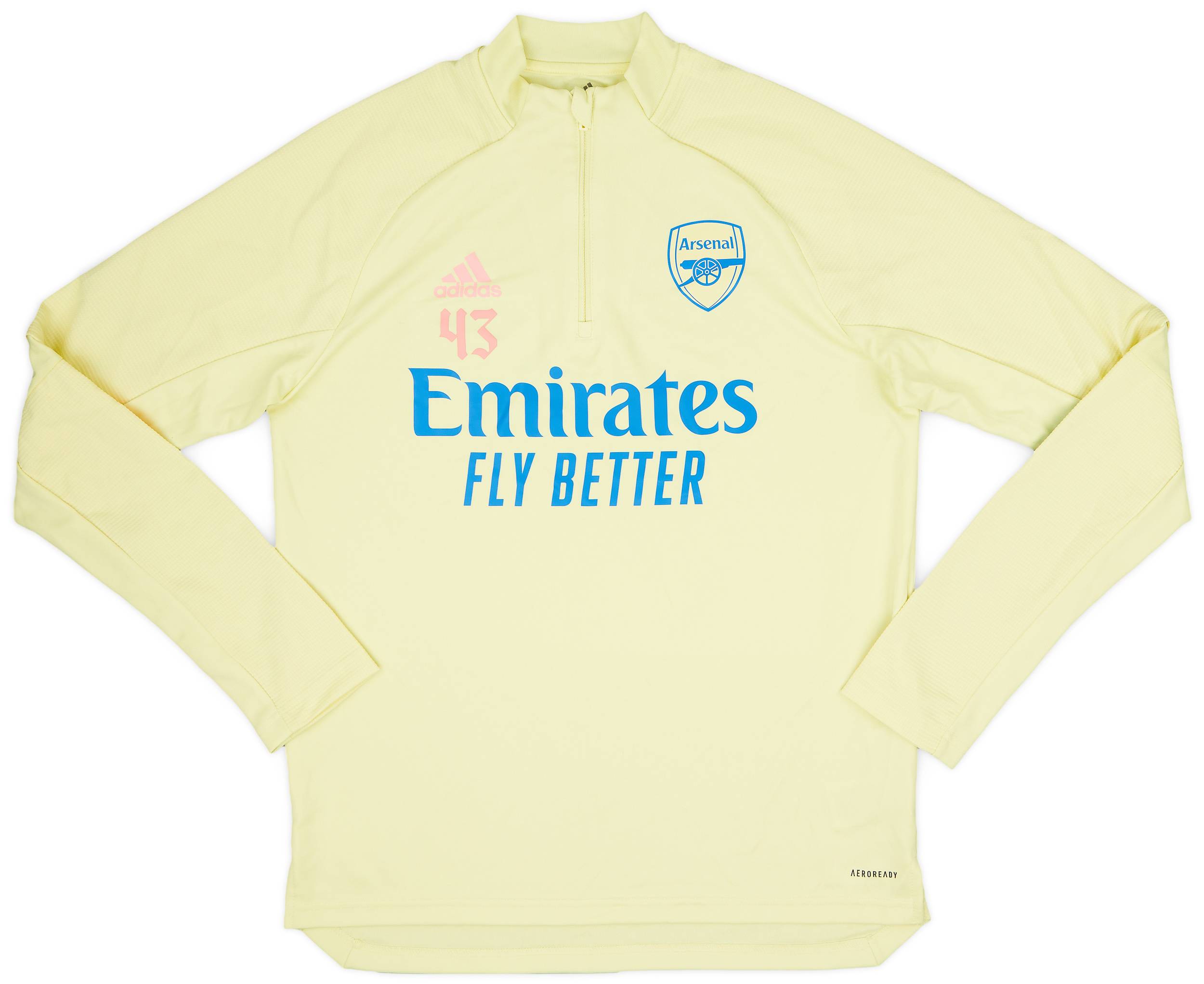 2020-21 Arsenal adidas Player Issue 1/4 Zip Drill Top #43 - 7/10 - (M)