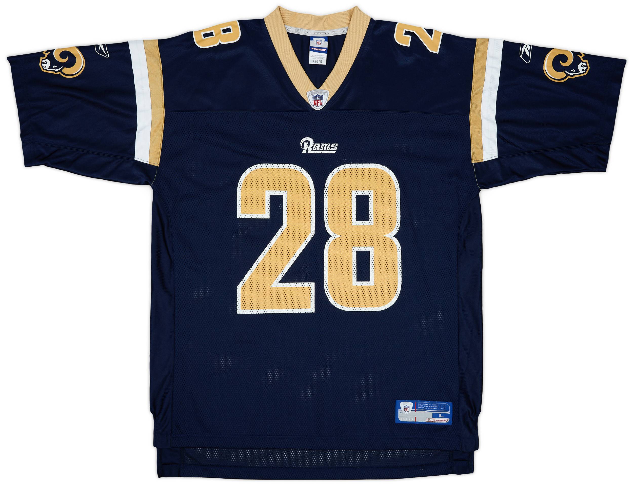 2002-04 St Louis Rams Faulk #28 Reebok On Field Home Jersey - 9/10 - (L)