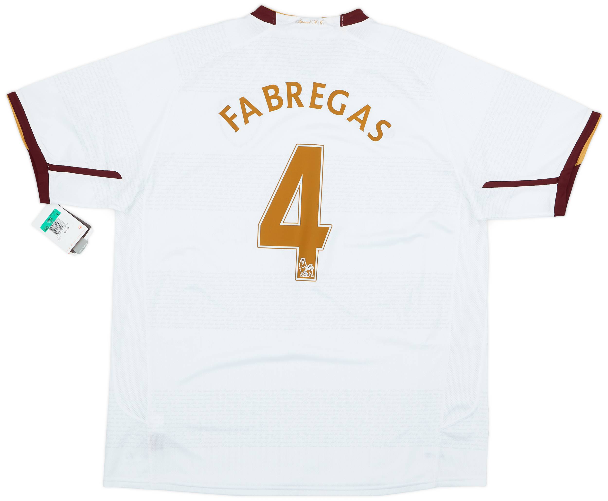 2007-08 Arsenal Away Shirt Fabregas #4 (XL)