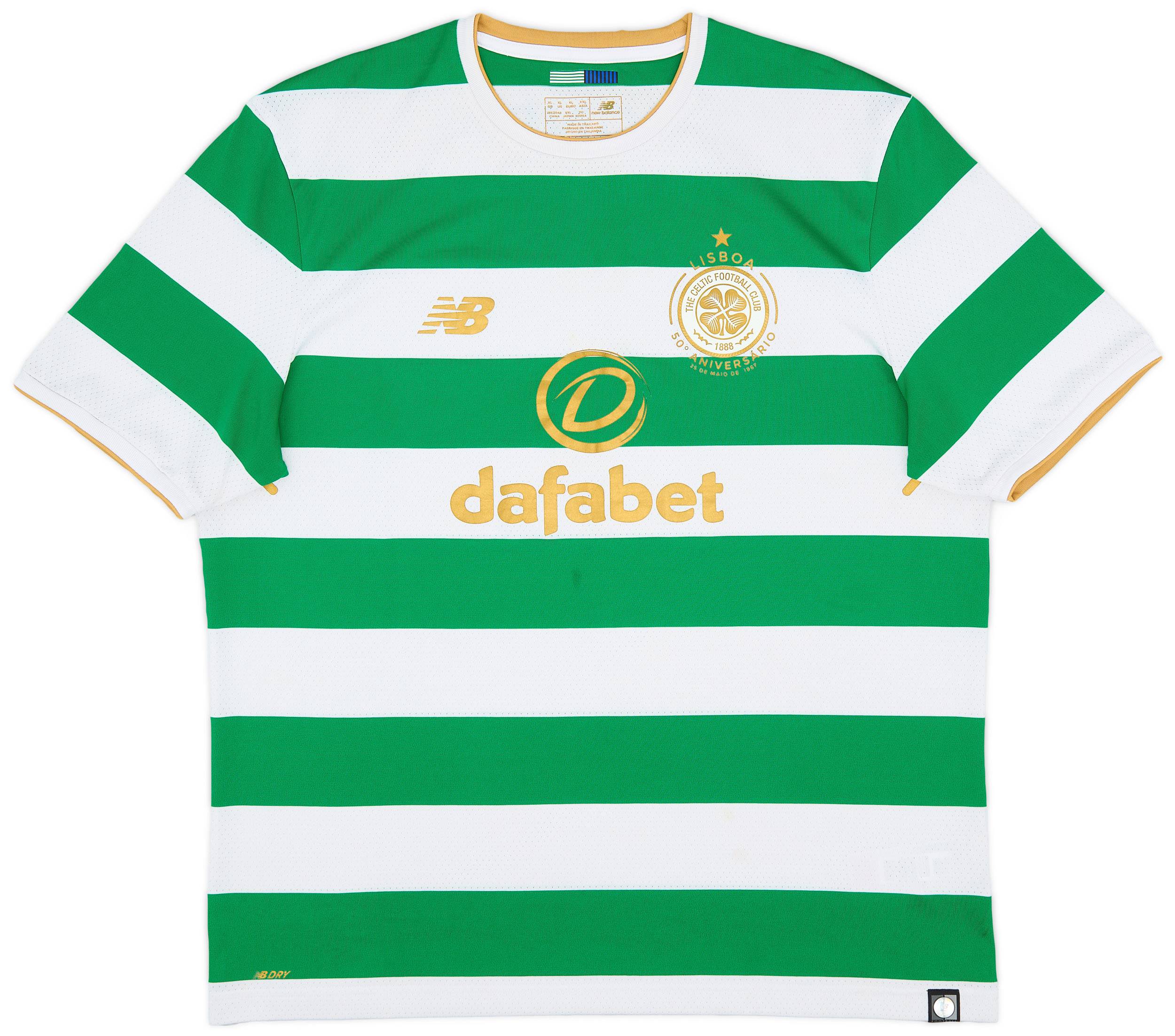 2017-18 Celtic 'Lisbon Lions 50th Anniversary' Home Shirt - 7/10 - (XL)