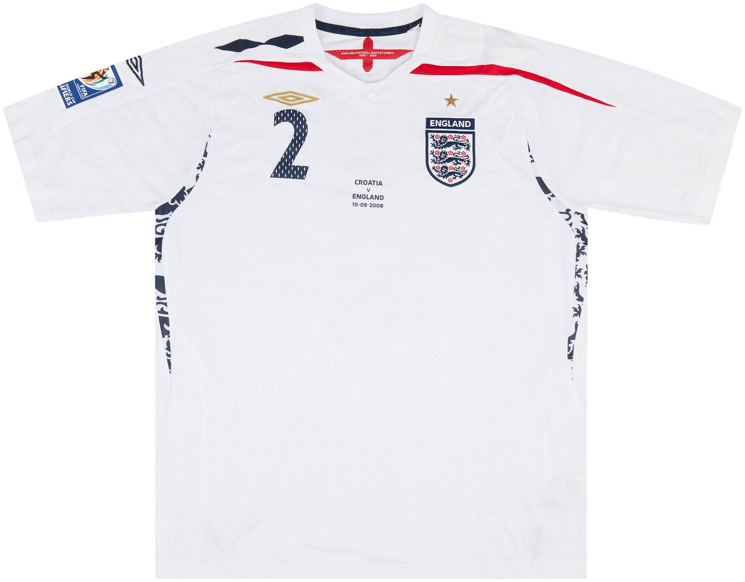 2008 England Match Issue Home Shirt Brown #2 (v Croatia)