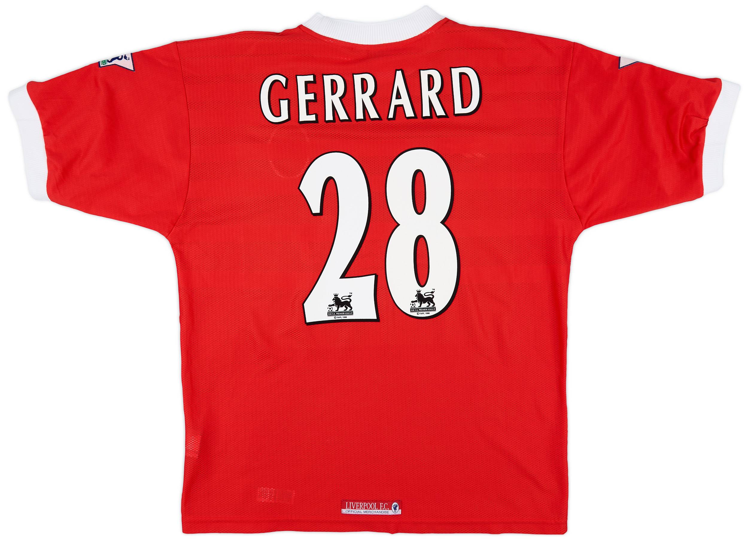1998-00 Liverpool Home Shirt Gerrard #28 - 8/10 - (L)