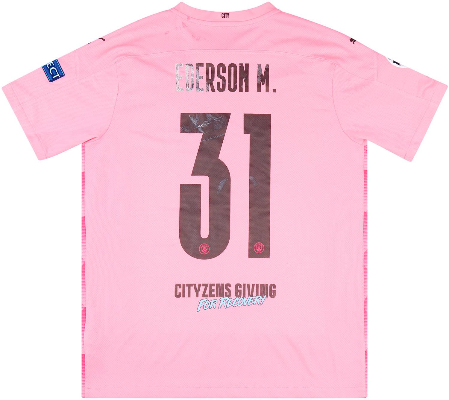 2020-21 Manchester City Match Issue Champions League GK Shirt Ederson M ...