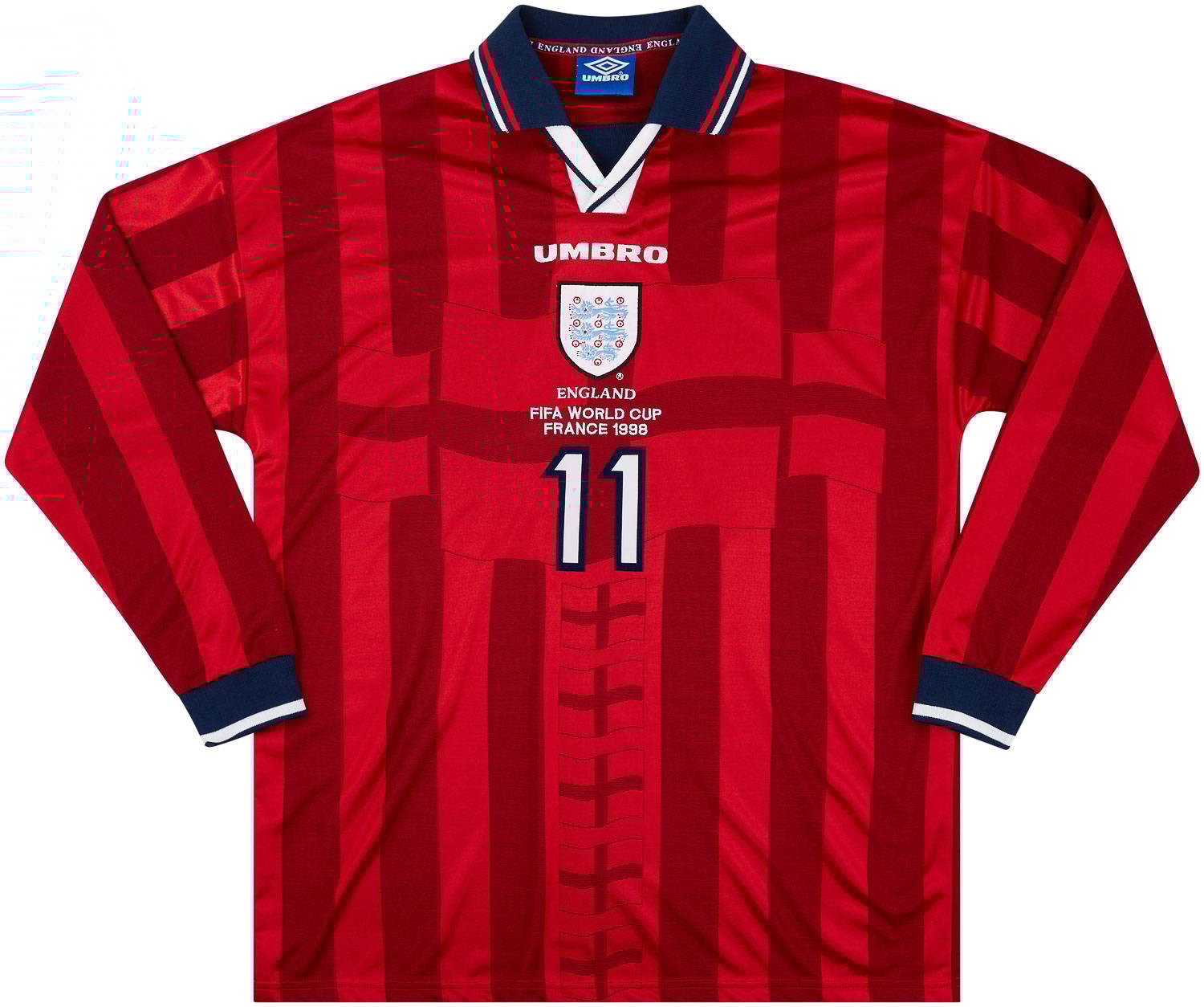 1998 England Match Issue World Cup Away L/S Shirt McManaman #11