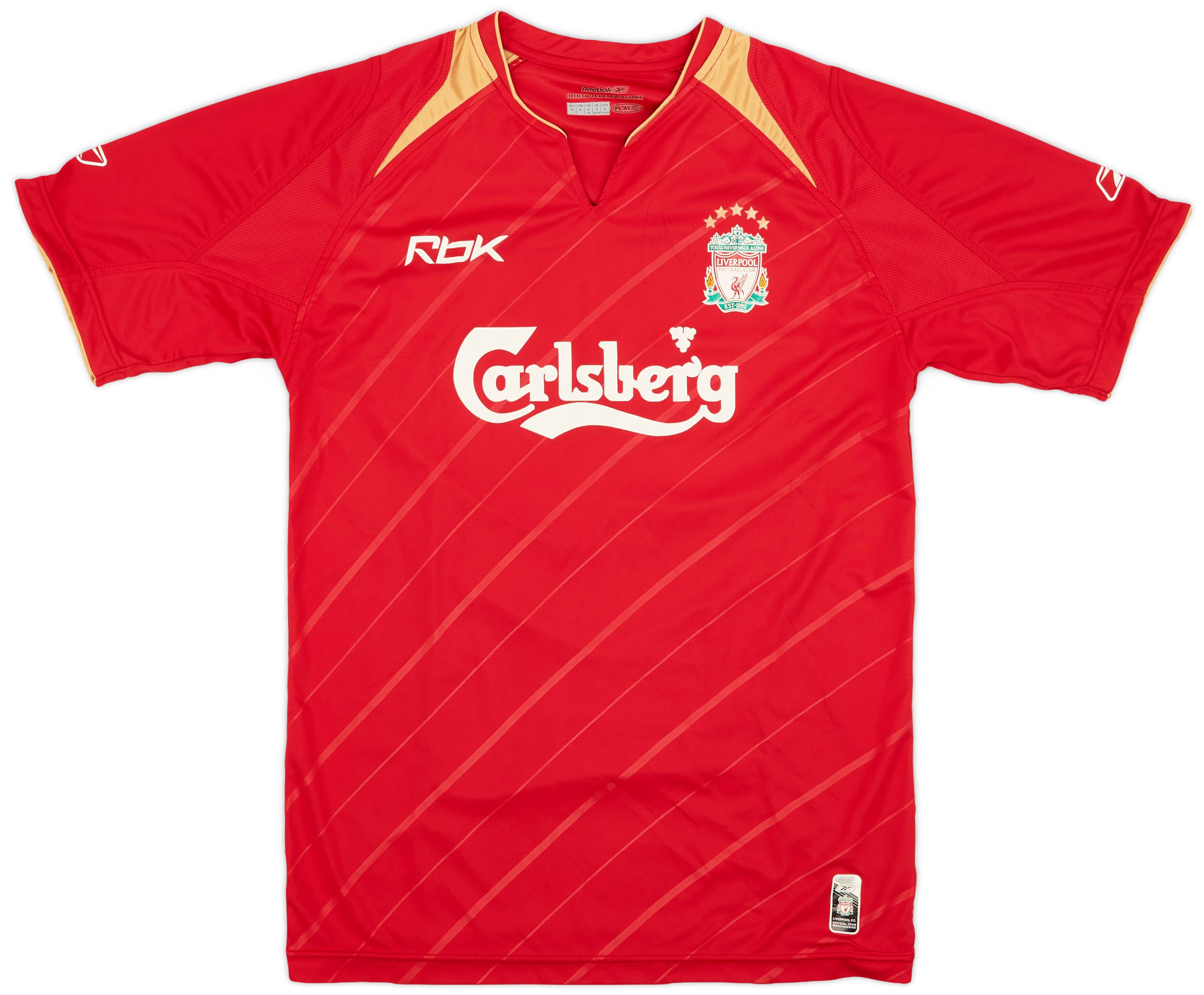 2005-06 Liverpool Signed CL Home Shirt - 8/10 - (S)